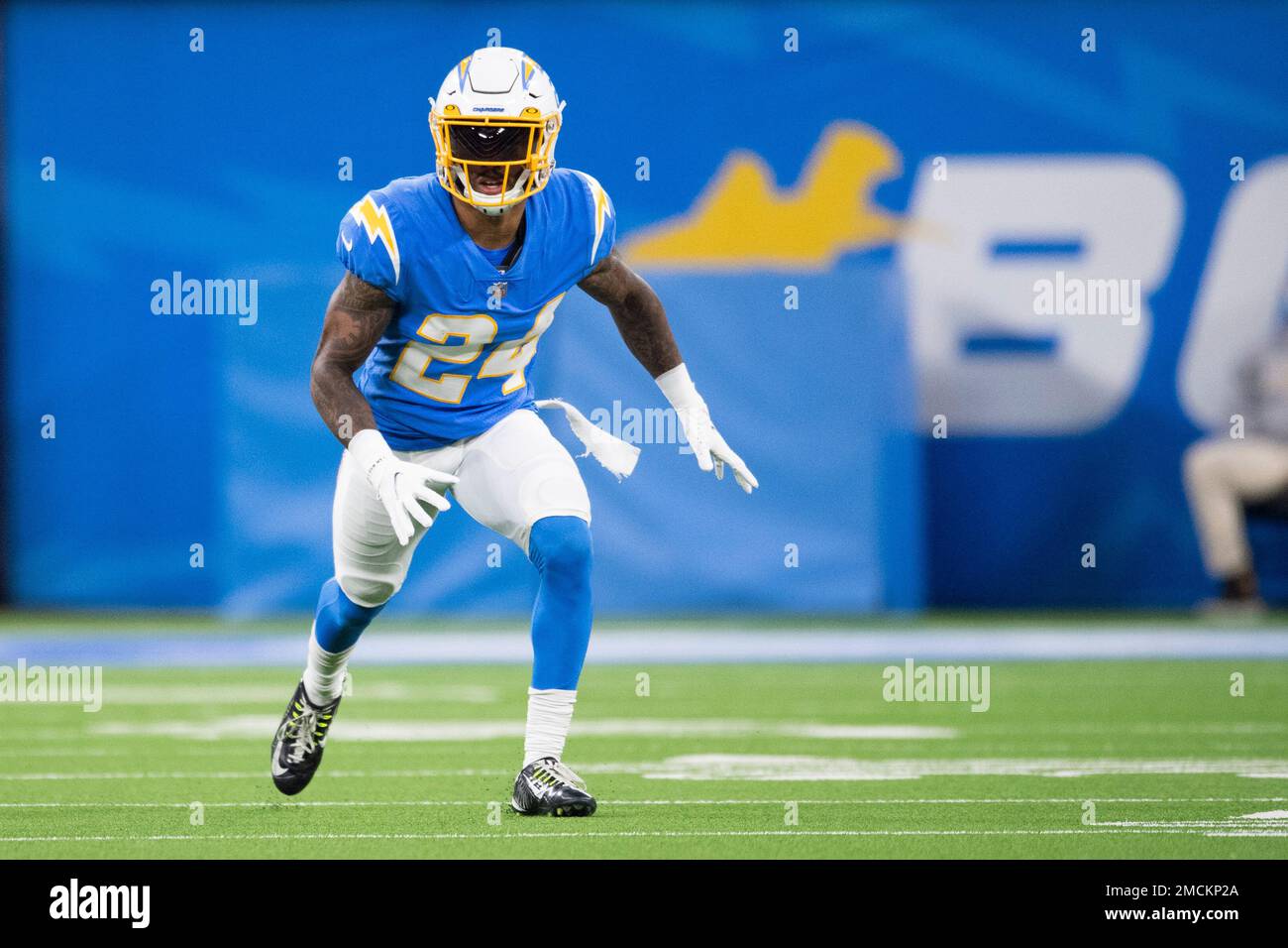 Los Angeles Chargers safety Nasir Adderley (24) runs during an NFL ...