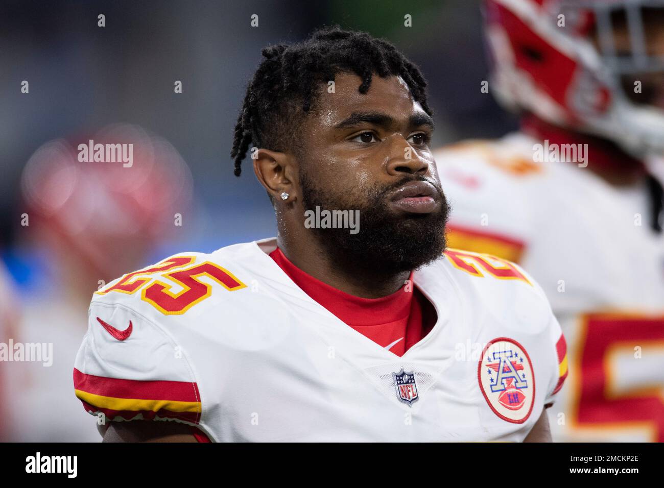 Kansas City Chiefs running back Clyde Edwards-Helaire (25) walks back ...