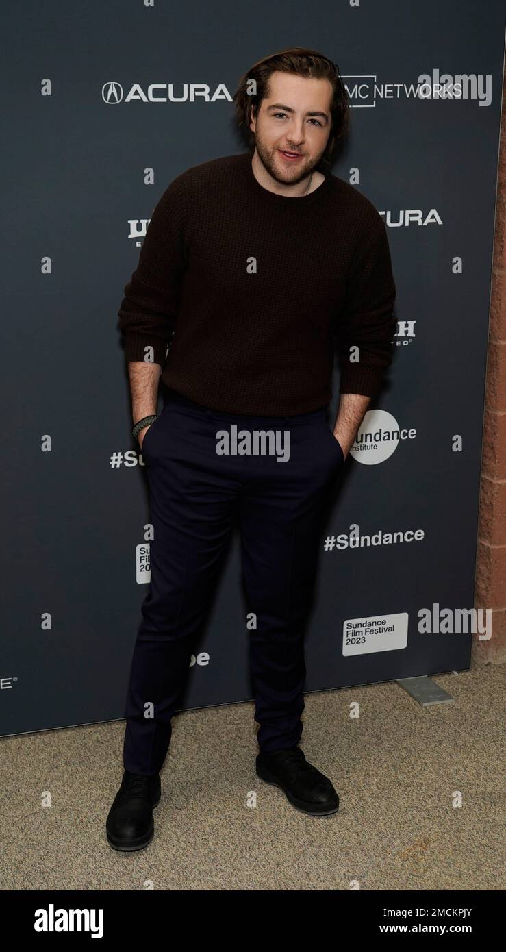 Michael Gandolfini poses at the premiere of the film "Cat Person" at ...