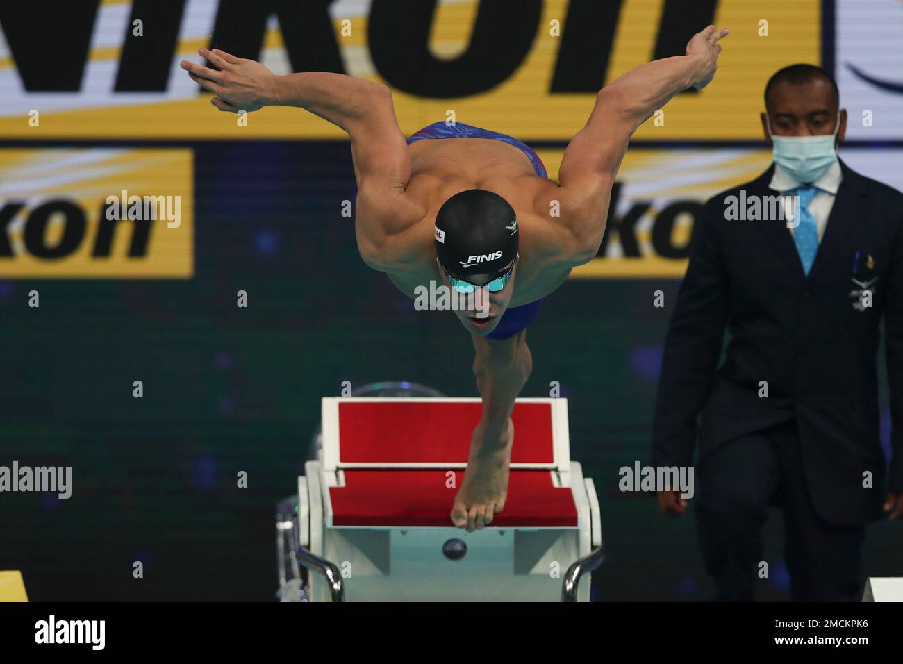 Youssef Ramadan of Egypt starts the 100 meters butterfly semifinal ...