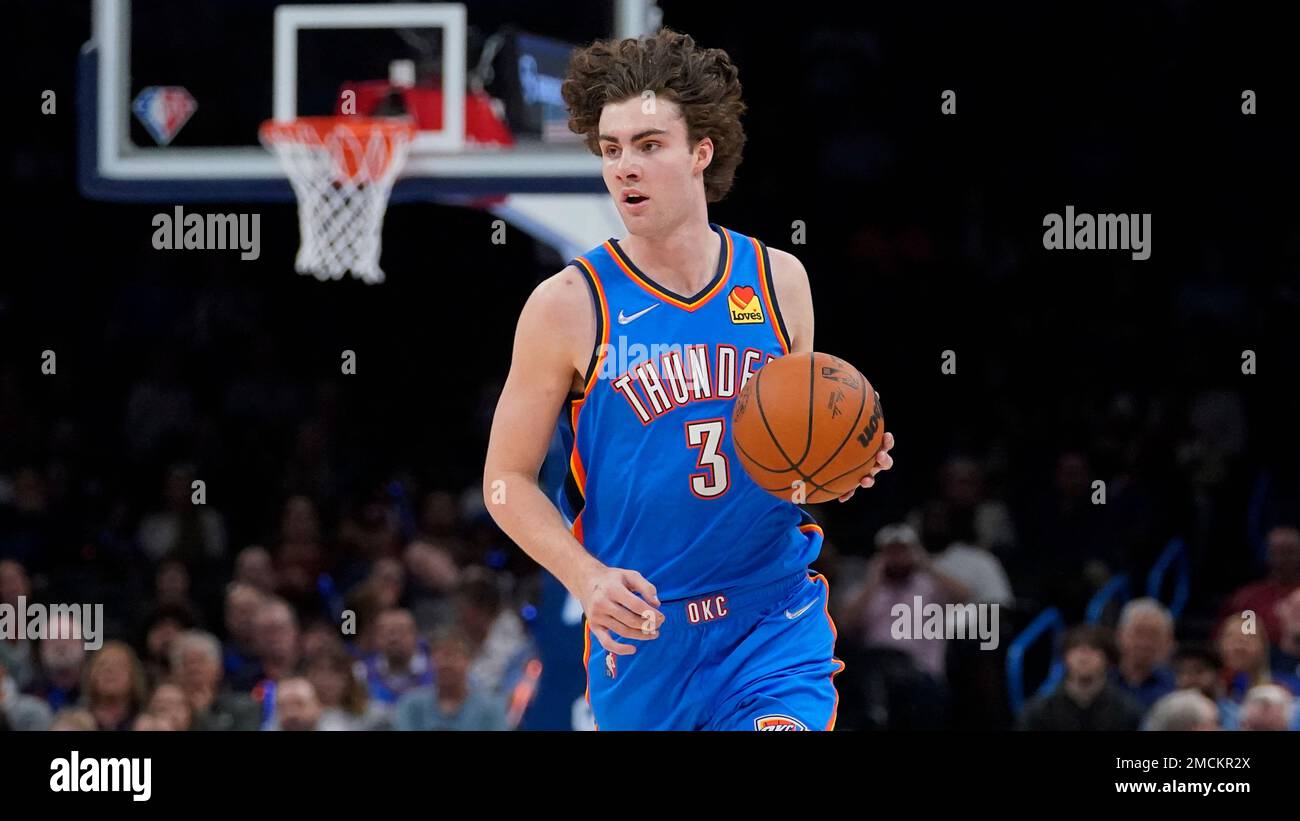 Oklahoma City guard Josh Giddey (3) during an NBA basketball game ...
