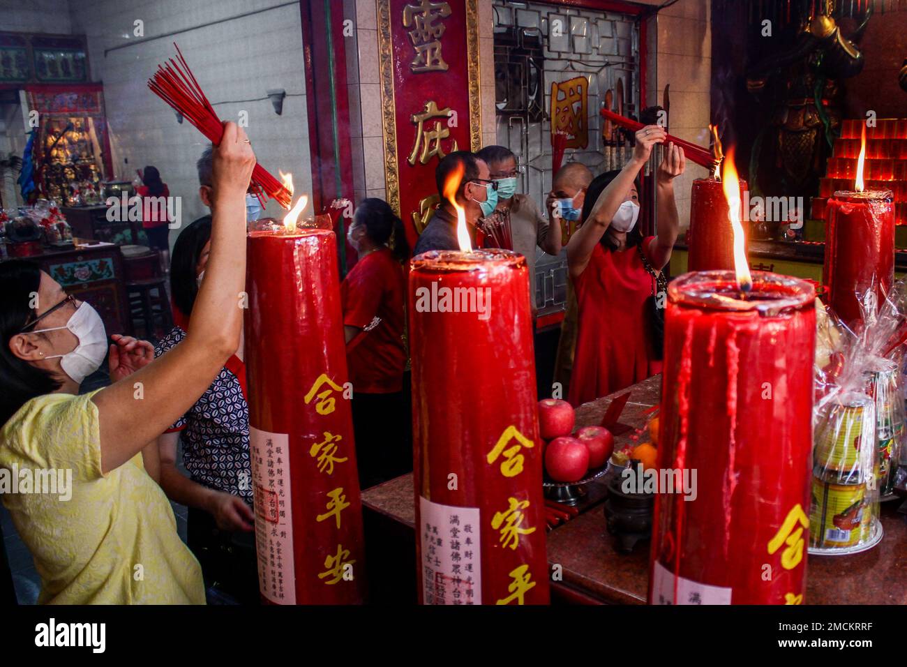 Bandung, West Java, Indonesia. 22nd Jan, 2023. People burn incense ...