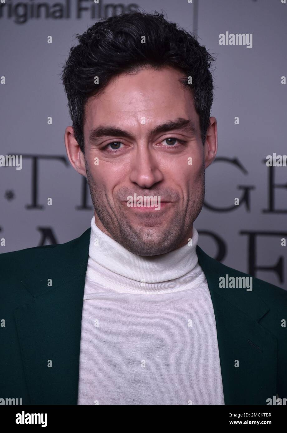 Alex Hassell arrives at the premiere of "The Tragedy of Macbeth" at the ...
