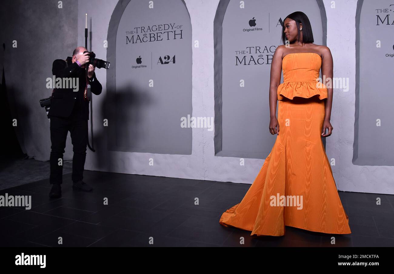 Moses Ingram arrives at the premiere of "The Tragedy of Macbeth" at the ...