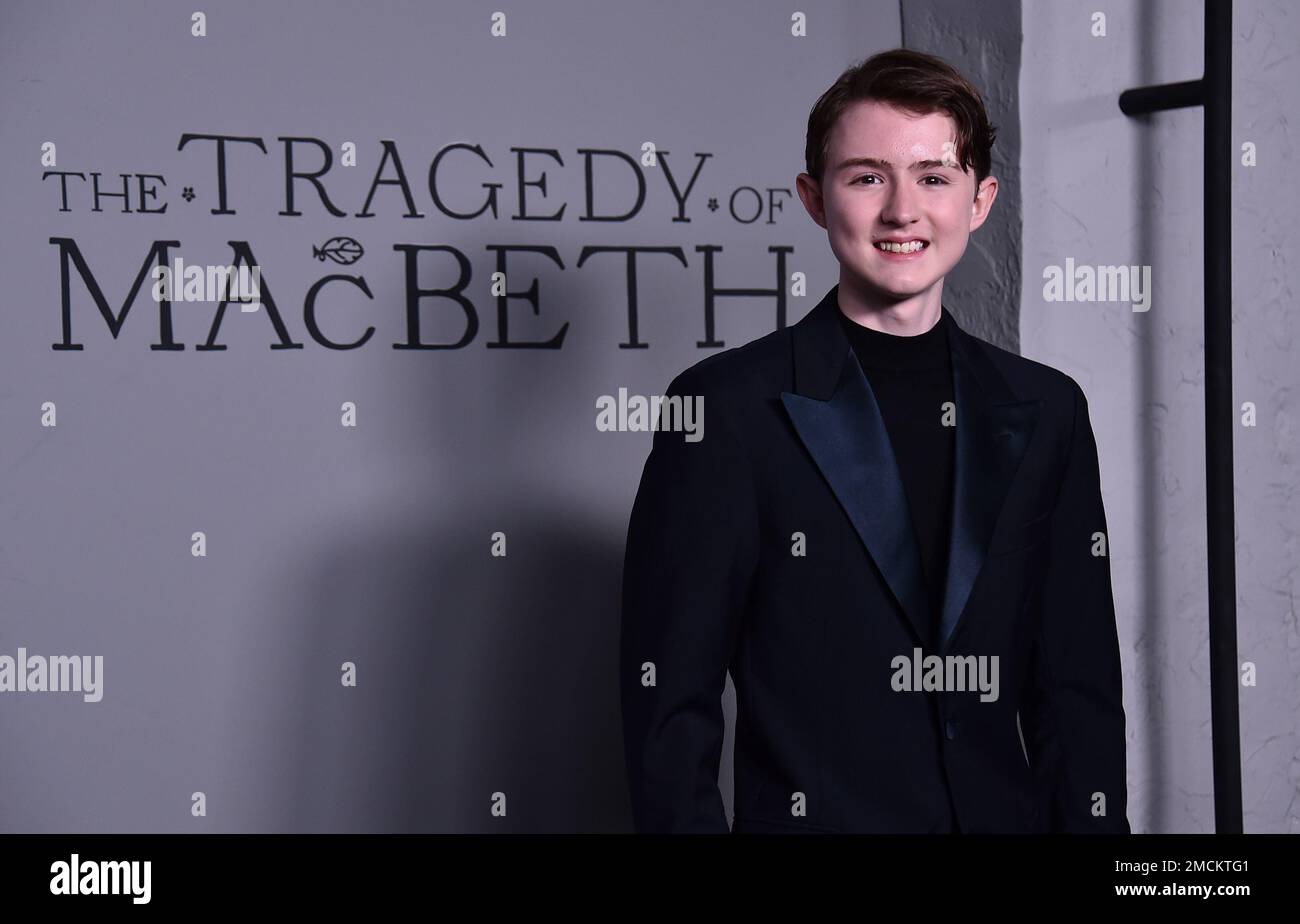 Actor Lucas Barker, who plays Fleance in the film, arrives at the ...