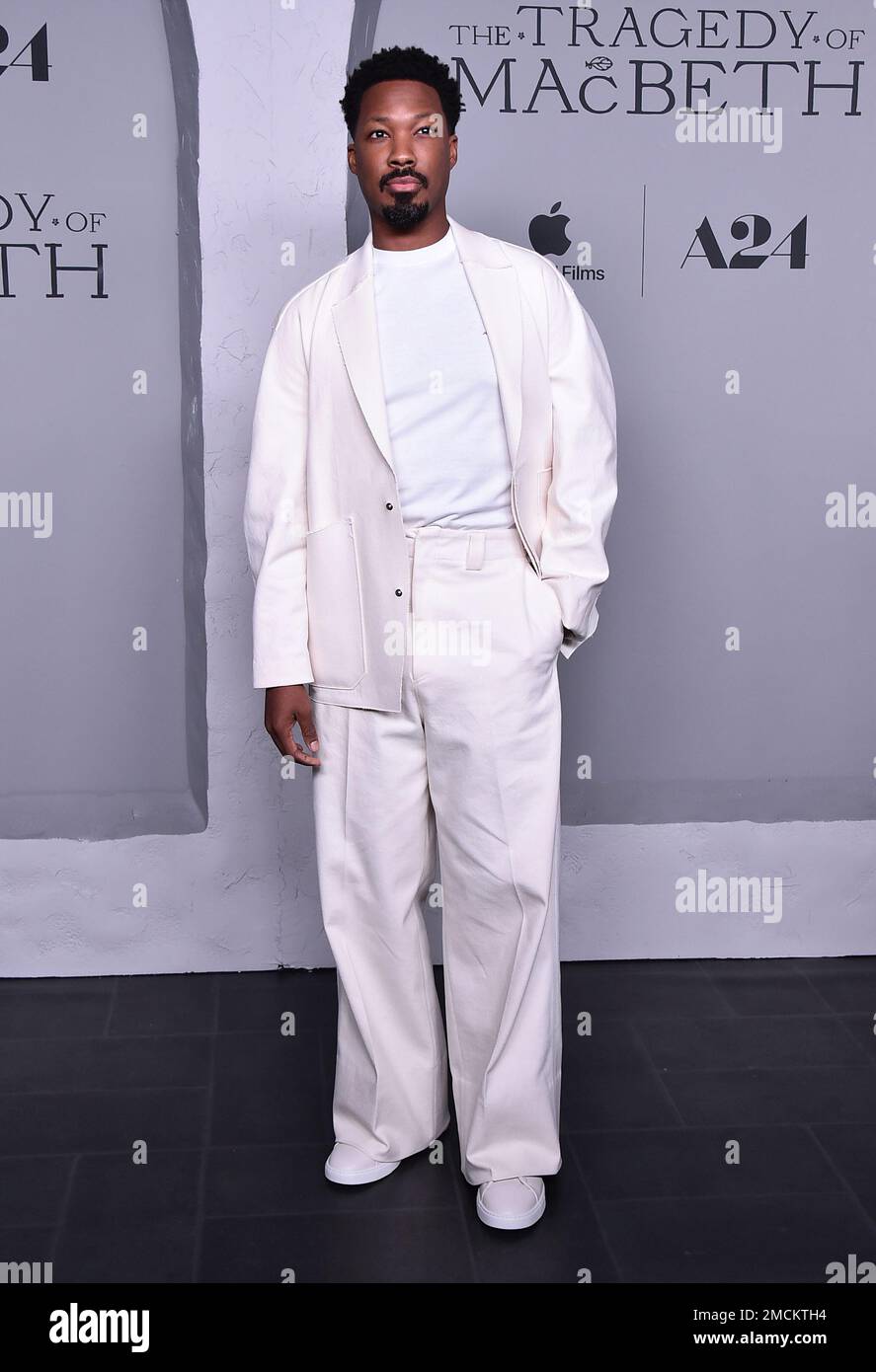 Actor Corey Hawkins, who plays Macduff in the film, arrives at the ...