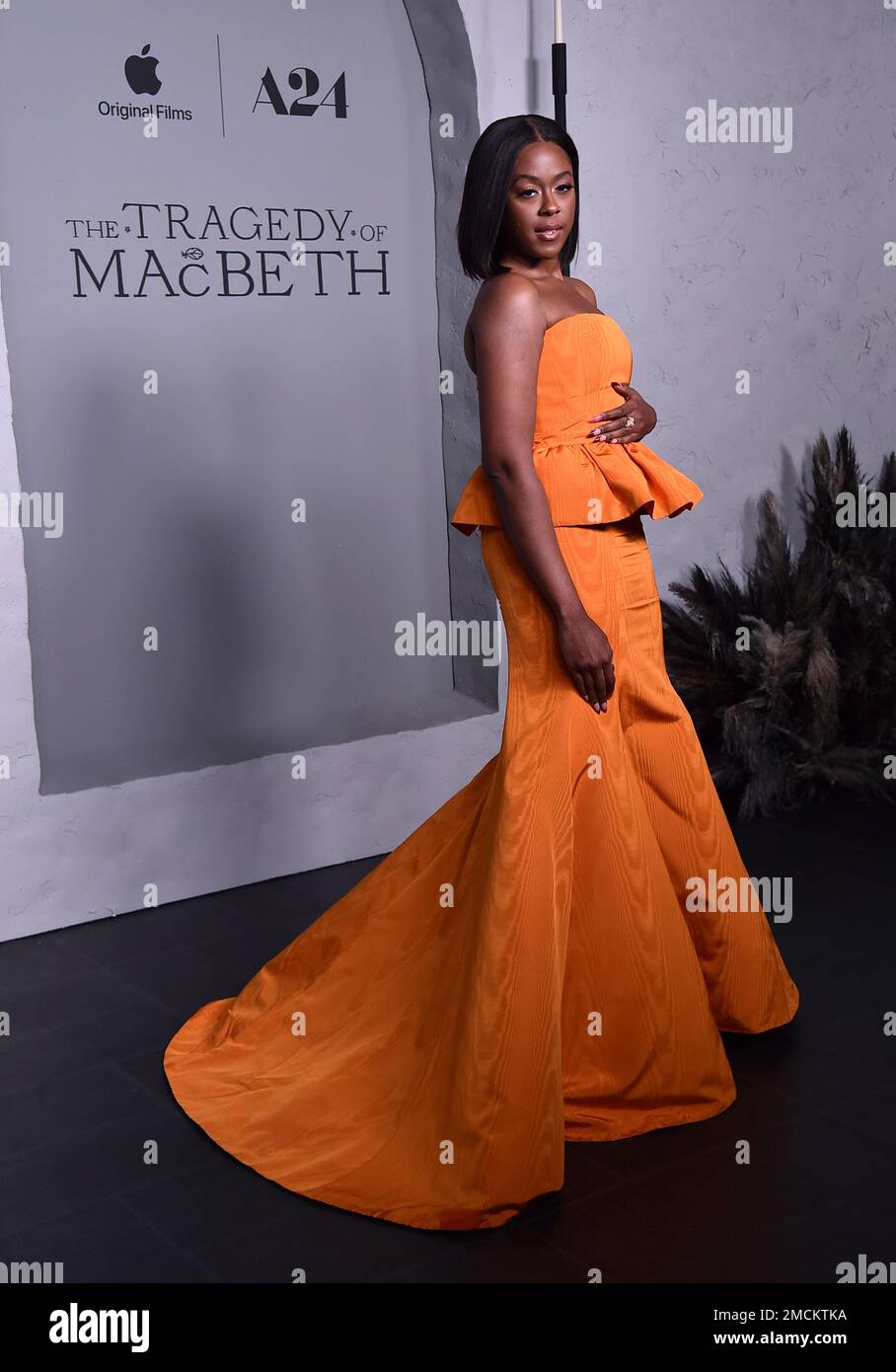 Actress Moses Ingram, who plays Lady Macduff in the film, arrives at ...