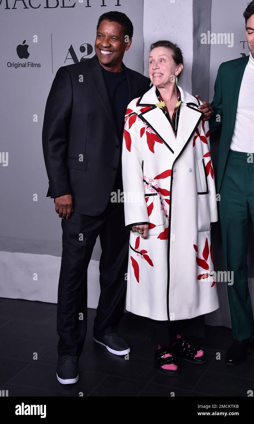 Actor Denzel Washington, who plays Macbeth in the film, and actress ...