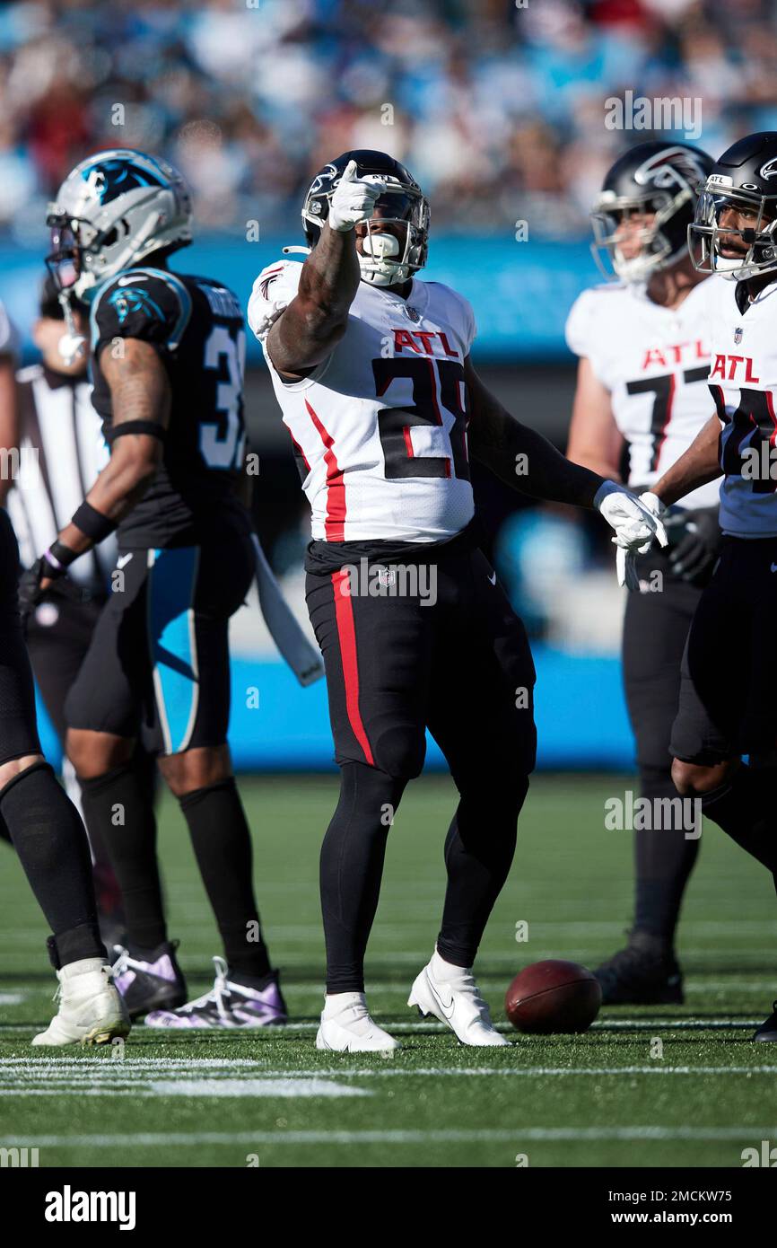 Atlanta Falcons running back Mike Davis (28) signals first down during ...