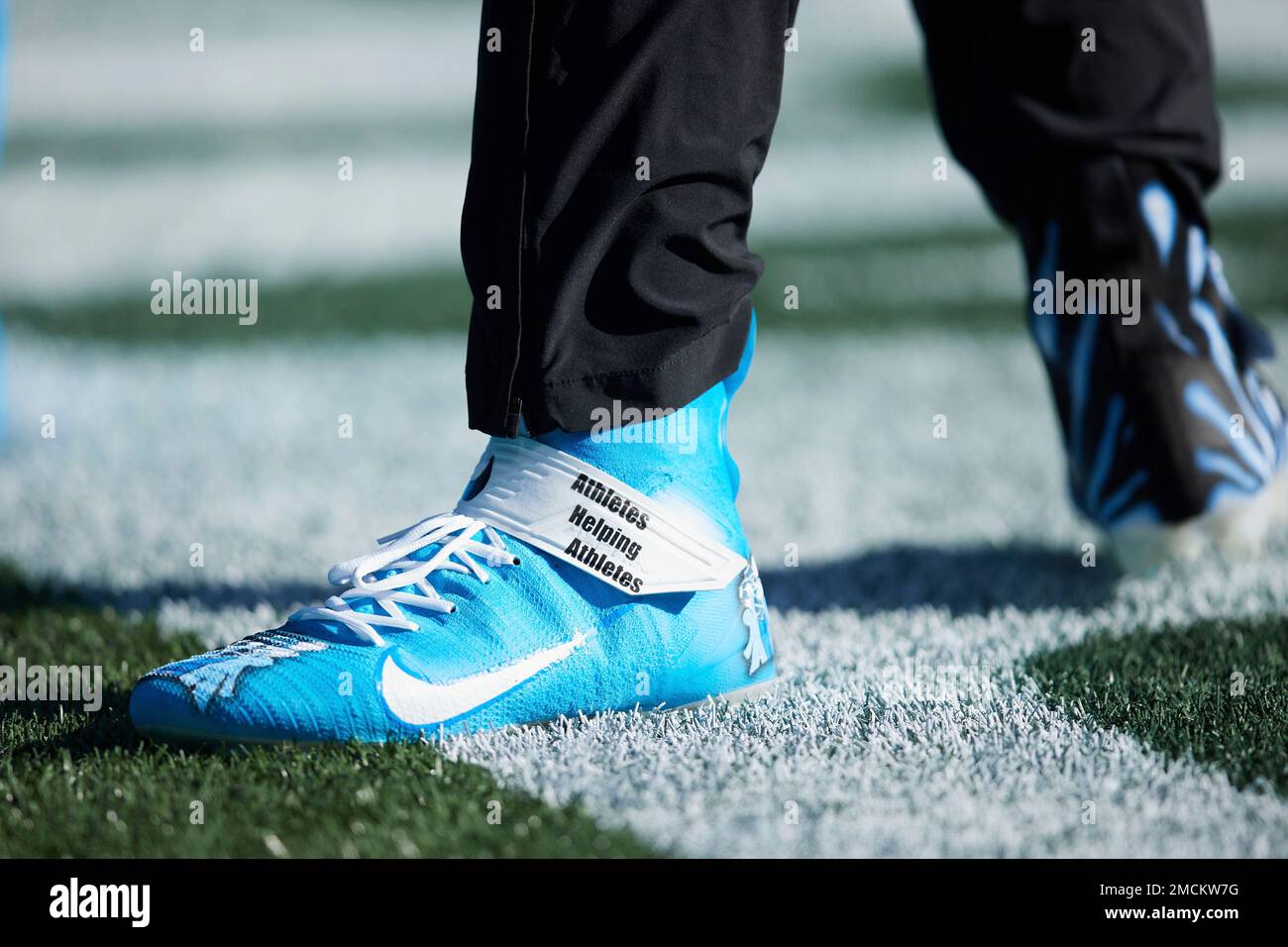 A detail shot of Carolina Panthers tight end Colin Thompson (86) cleats ...