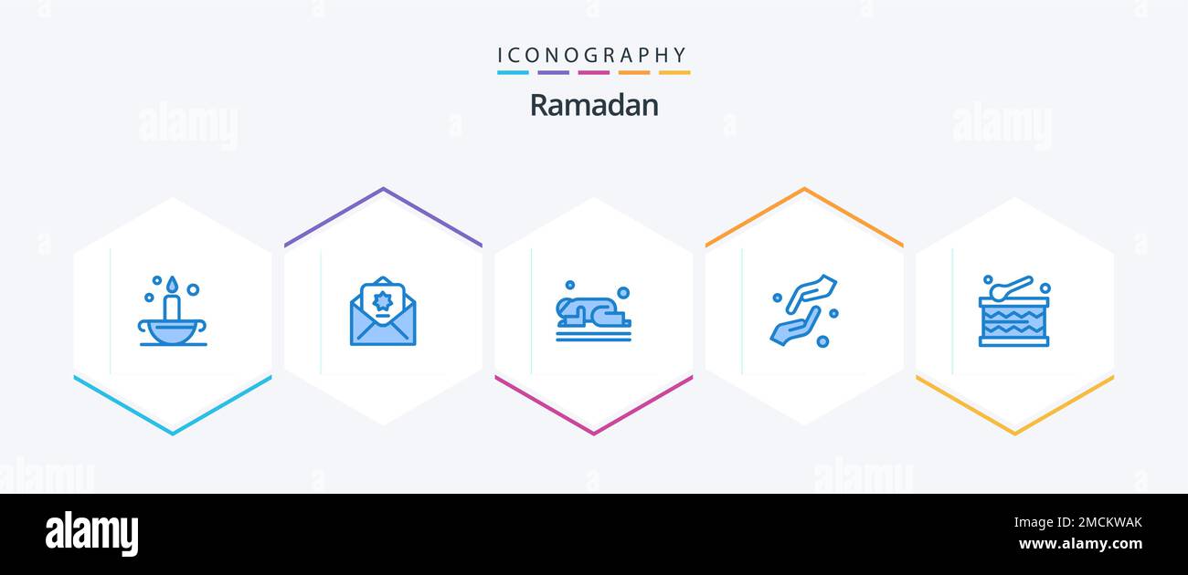 Ramadan 25 Blue icon pack including shahada. hands. islam. faith ...