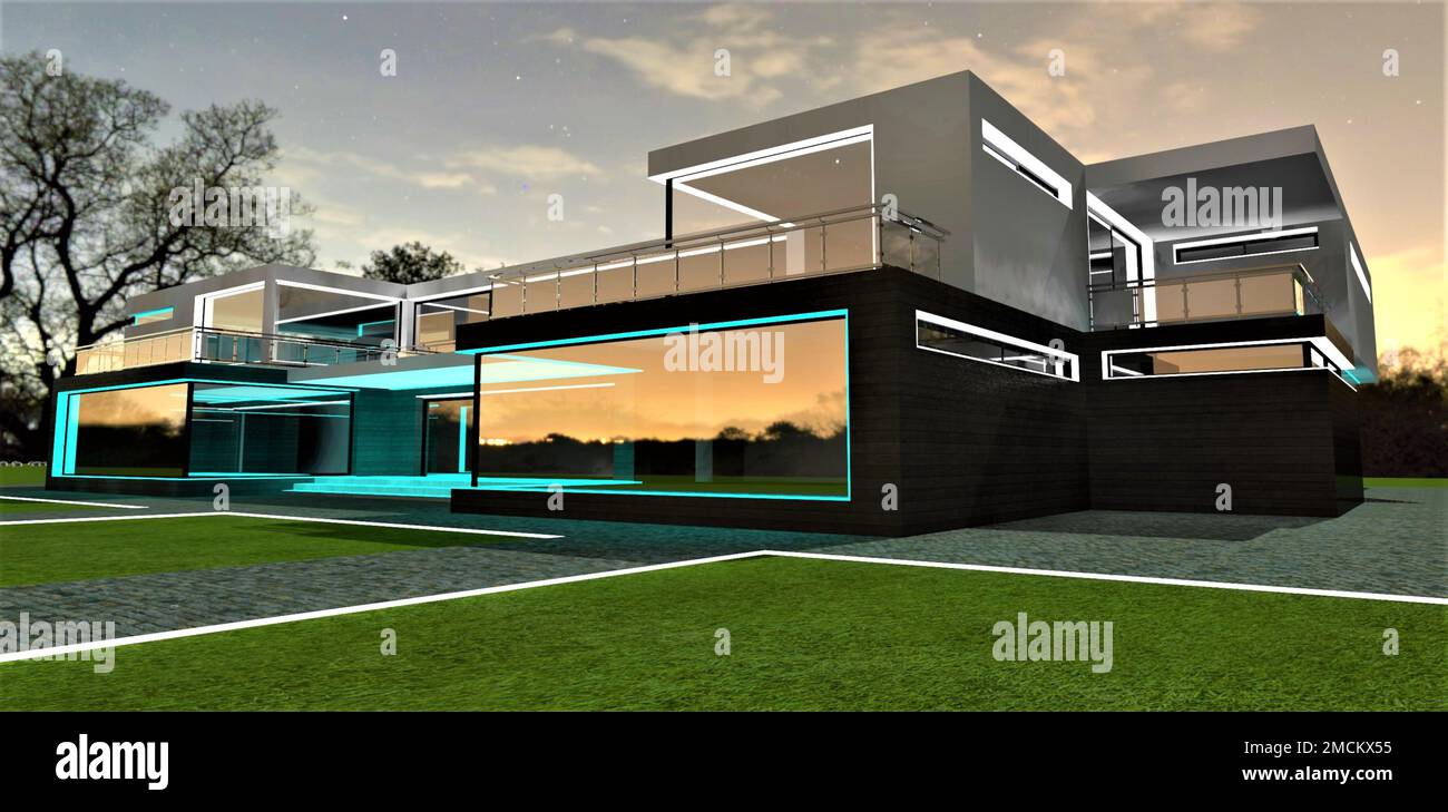 Exclusive illumination design of the newly built contemporary home ...