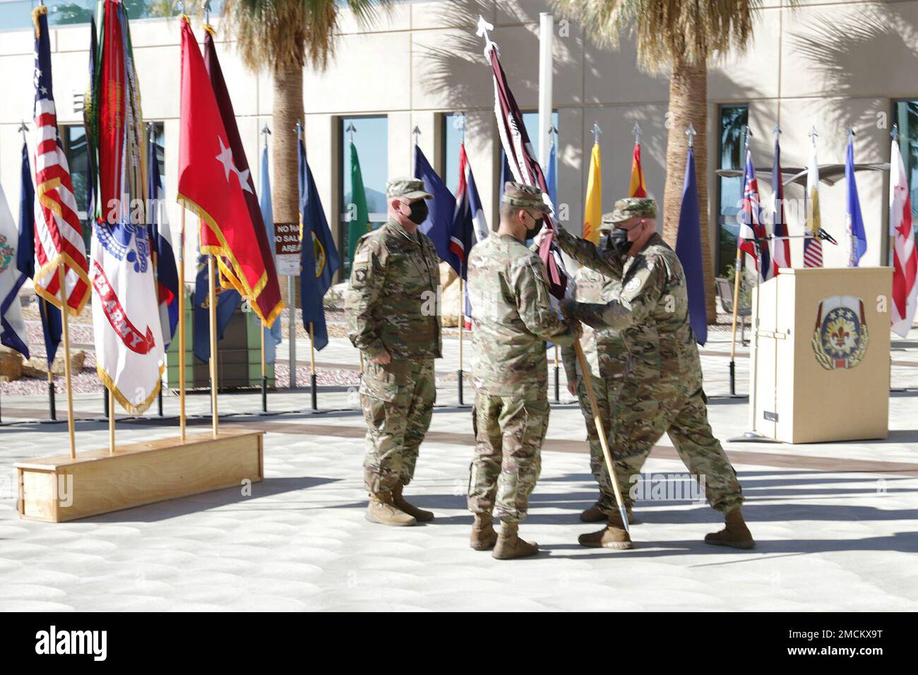 Col. Michael Story (center), incoming commander, receives the Weed Army ...