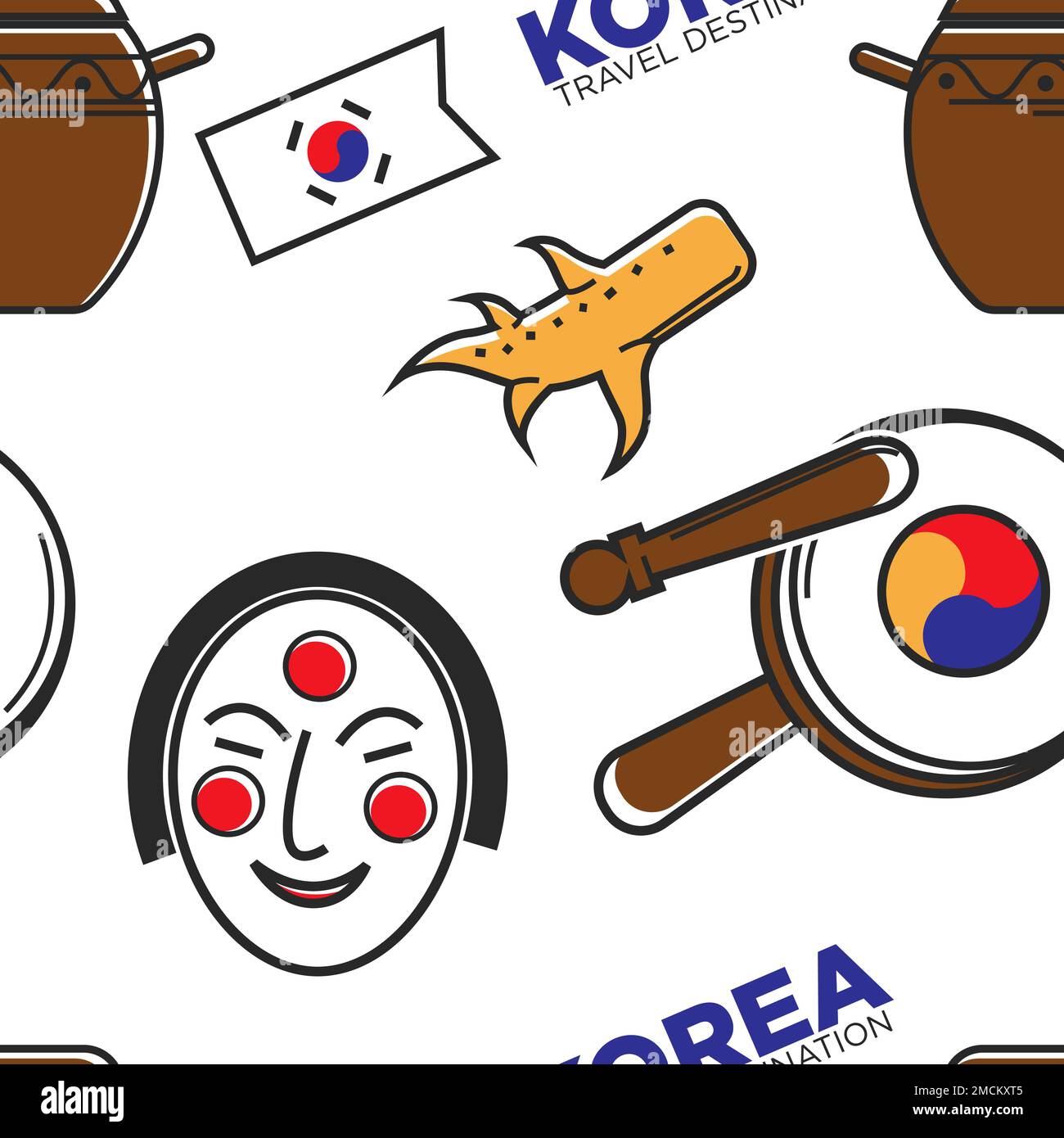 Korean symbols and culture seamless pattern traveling and tourism Stock ...