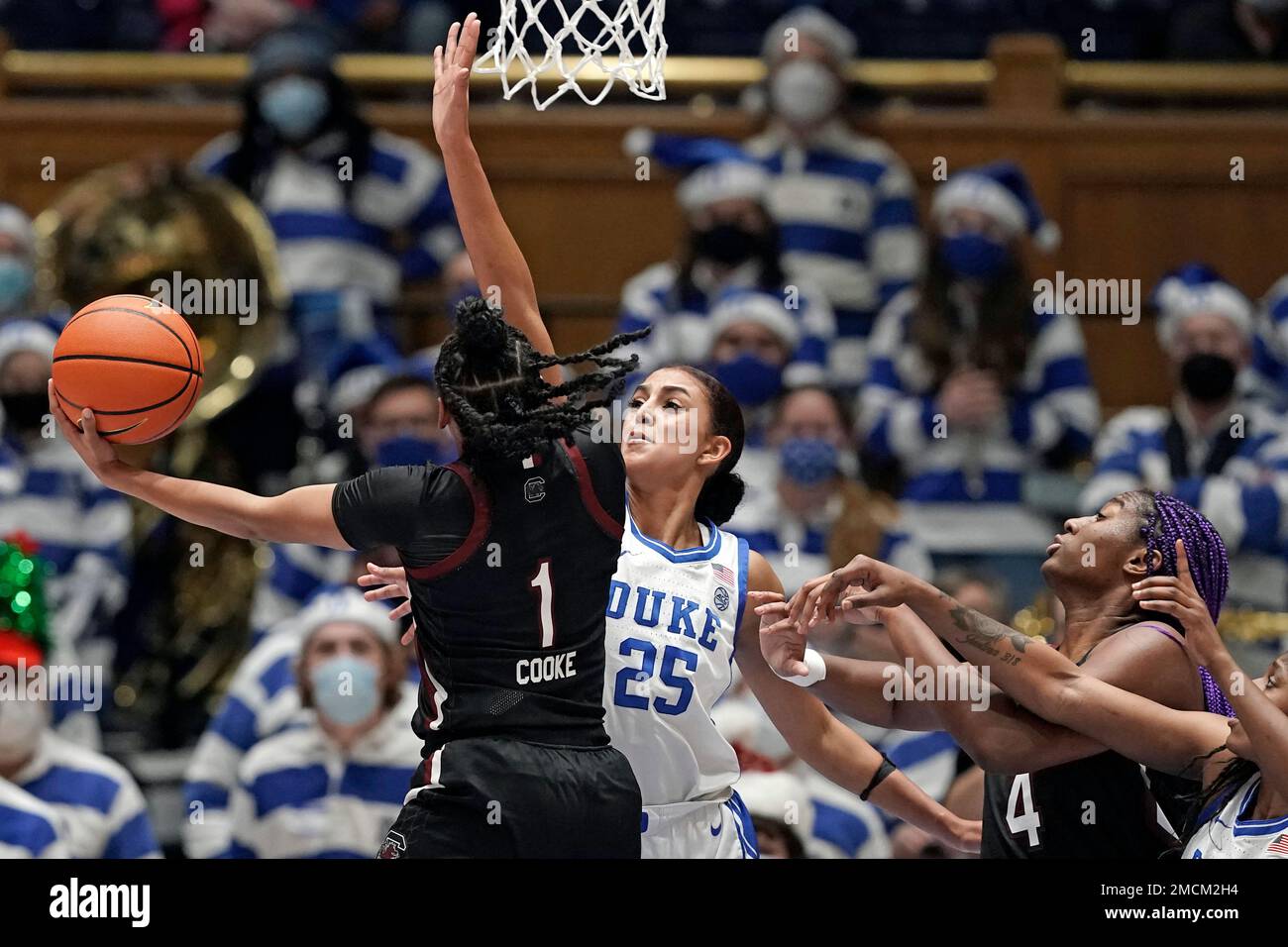 South Carolina guard Zia Cooke (1) shoots as Duke forward Jade Williams ...