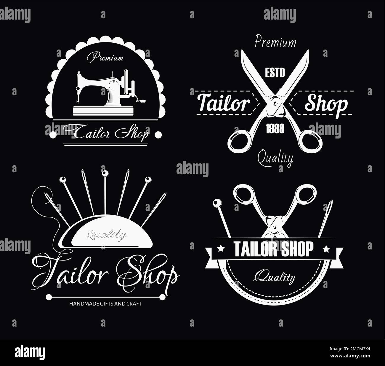 Sewing tools tailor shop isolated icons tailoring and repairing Stock ...