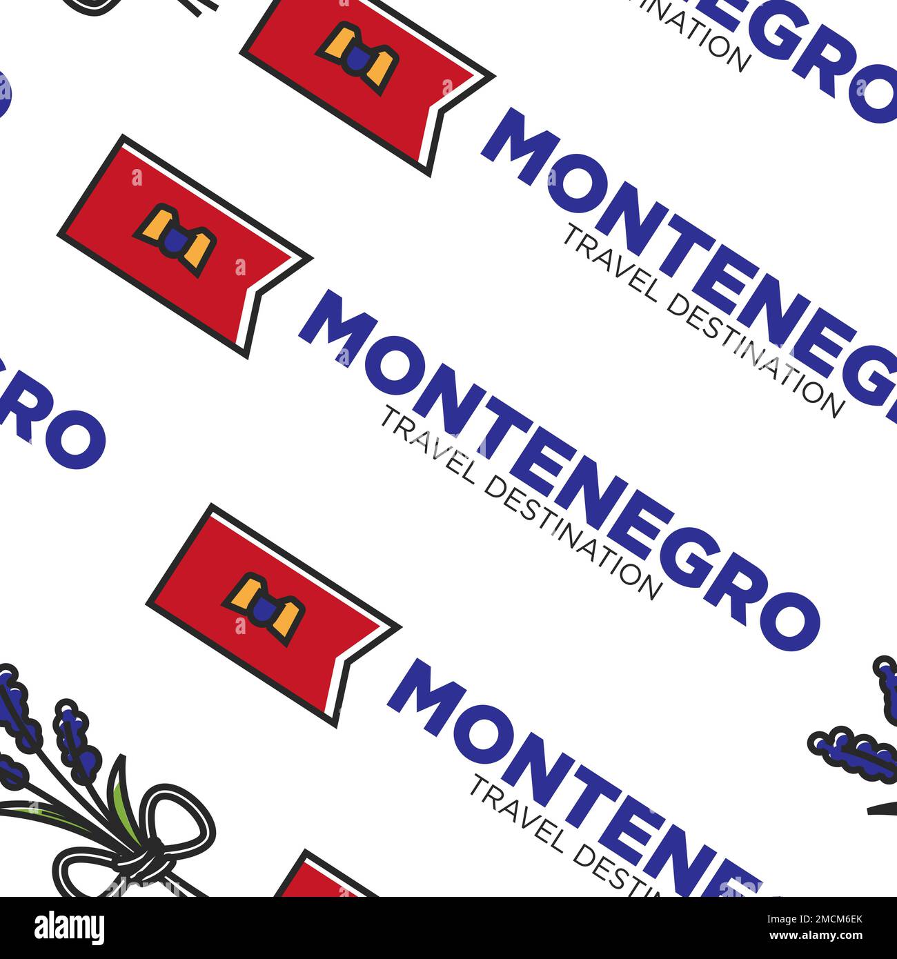 Montenegro travel destination flag national symbol seamless pattern ...