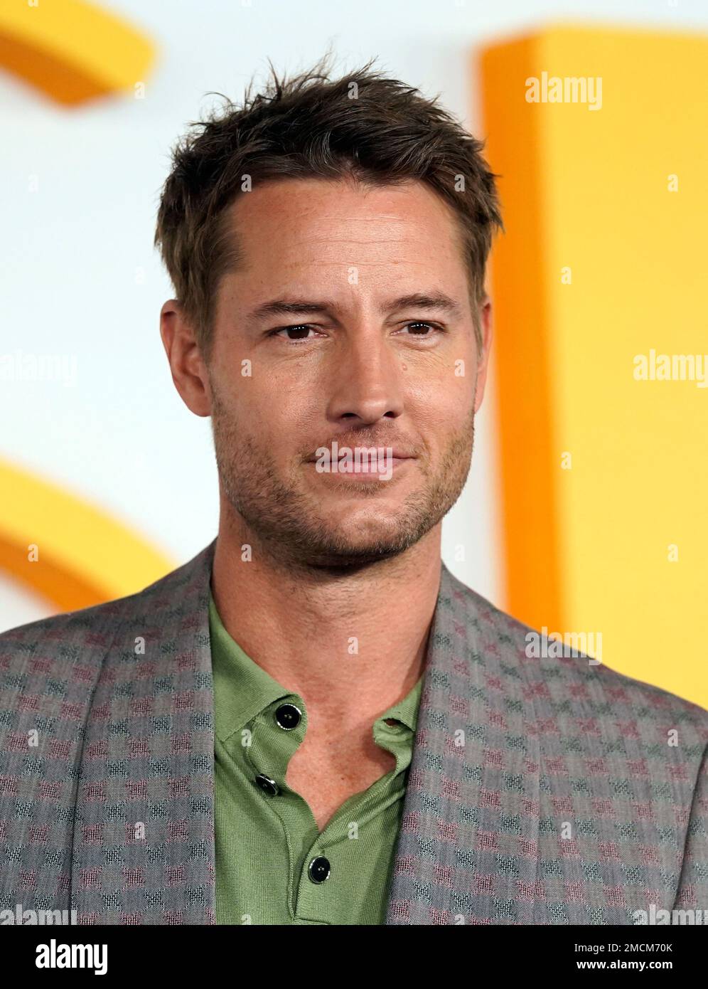 Actor Justin Hartley poses at the premiere of "This Is Us" Season Six ...
