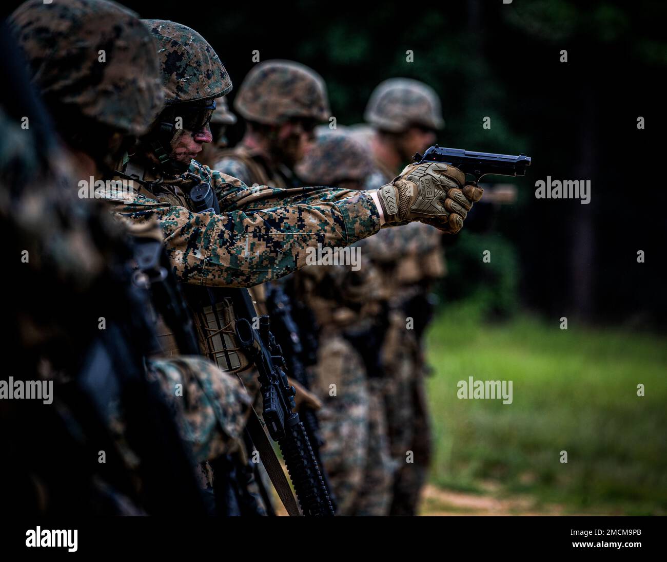 Marines with Guard Company, Marine Barracks Washington, engage targets ...