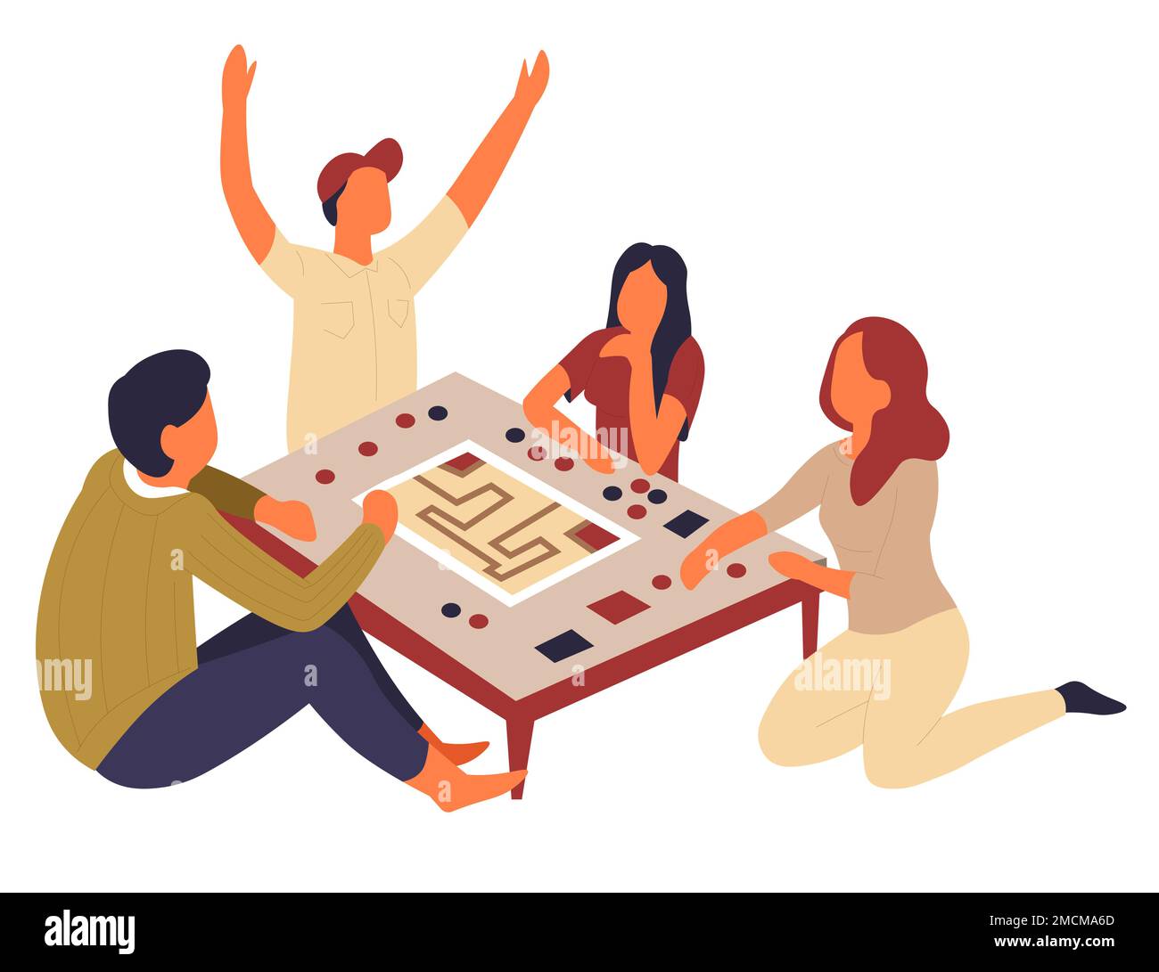 Family Playing Board Games Clipart