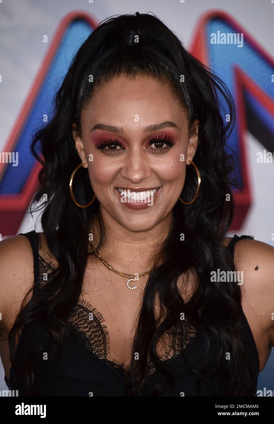 Tia Mowry-Hardrict arrives at the premiere of "Spider-Man: No Way Home ...
