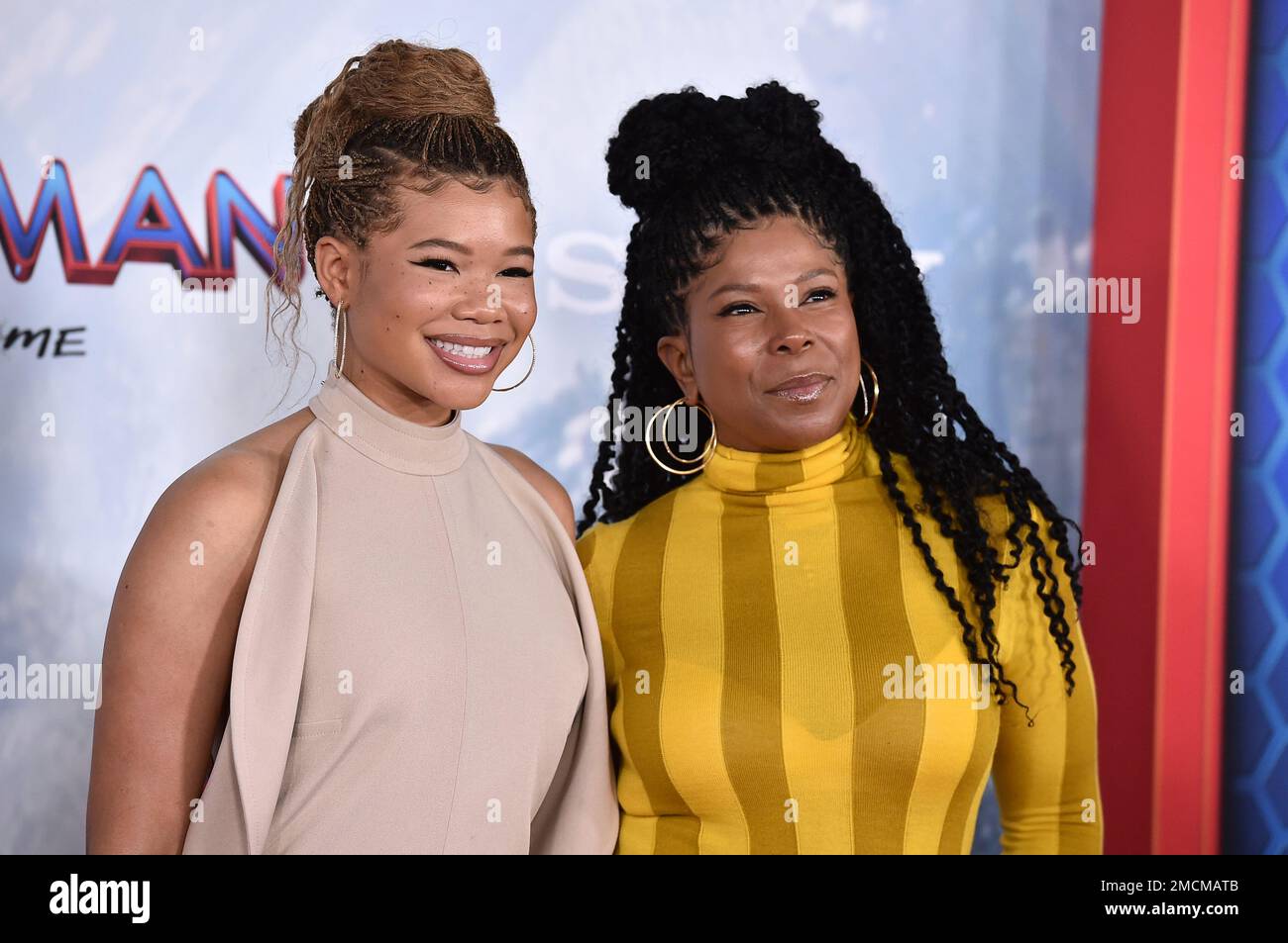 Storm Reid and her mother arrive at the premiere of "Spider-Man: No Way ...