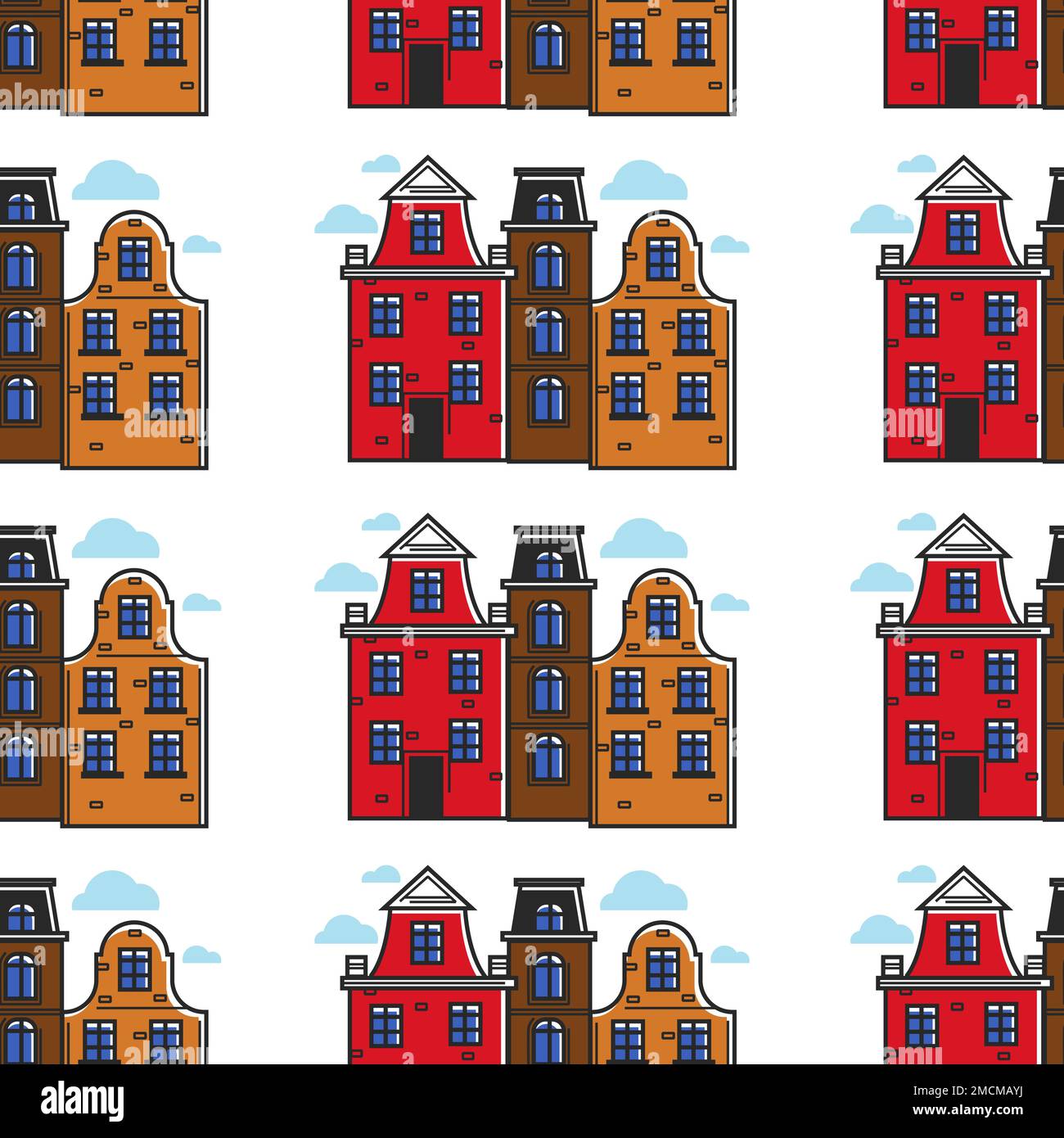 Netherlands or Holland town houses traditional architecture seamless ...