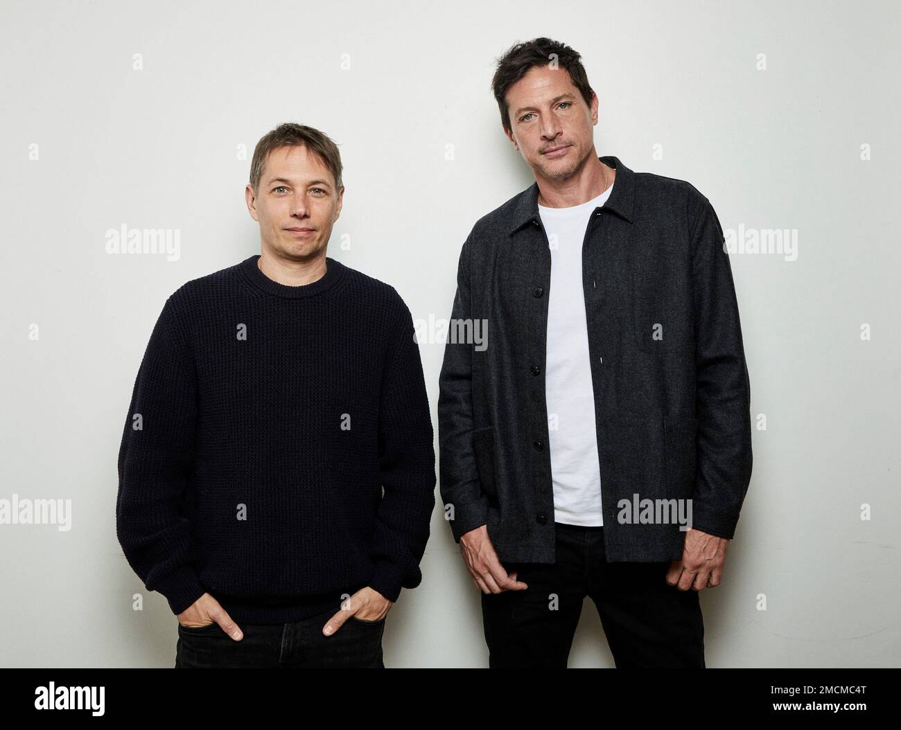 Filmmaker Sean Baker, left, poses with actor Simon Rex in New York on Nov. 29, 2021 to promote ...