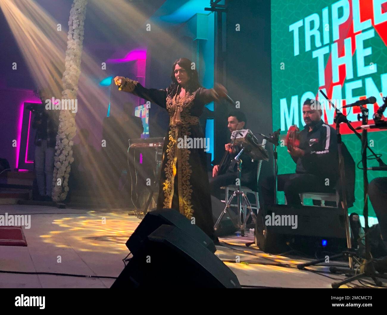 Iraqi singer Sajda Obeid gives a concert at the "Yarmouk Club" in ...