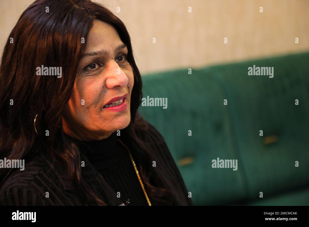 Iraqi Singer Sajda Obeid gives an interview to The Associated Press, in ...