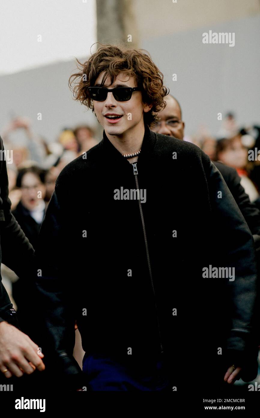 Street style, Timothee Chalamet arriving at Loewe Fall-Winter 2023-2024 ...