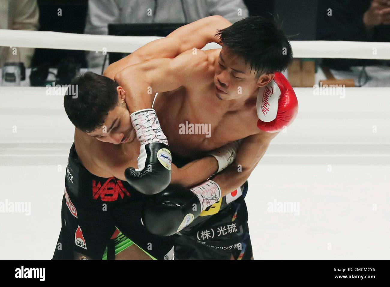 WBO minimum weight world champion Wilfredo Mendez, left, and Japanese ...