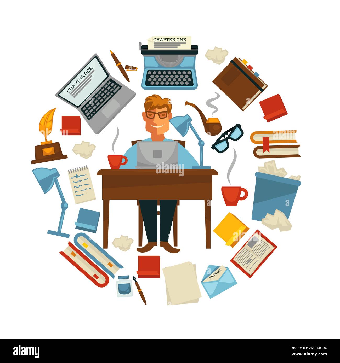 Writing items and writer laptop and typing machine profession Stock ...