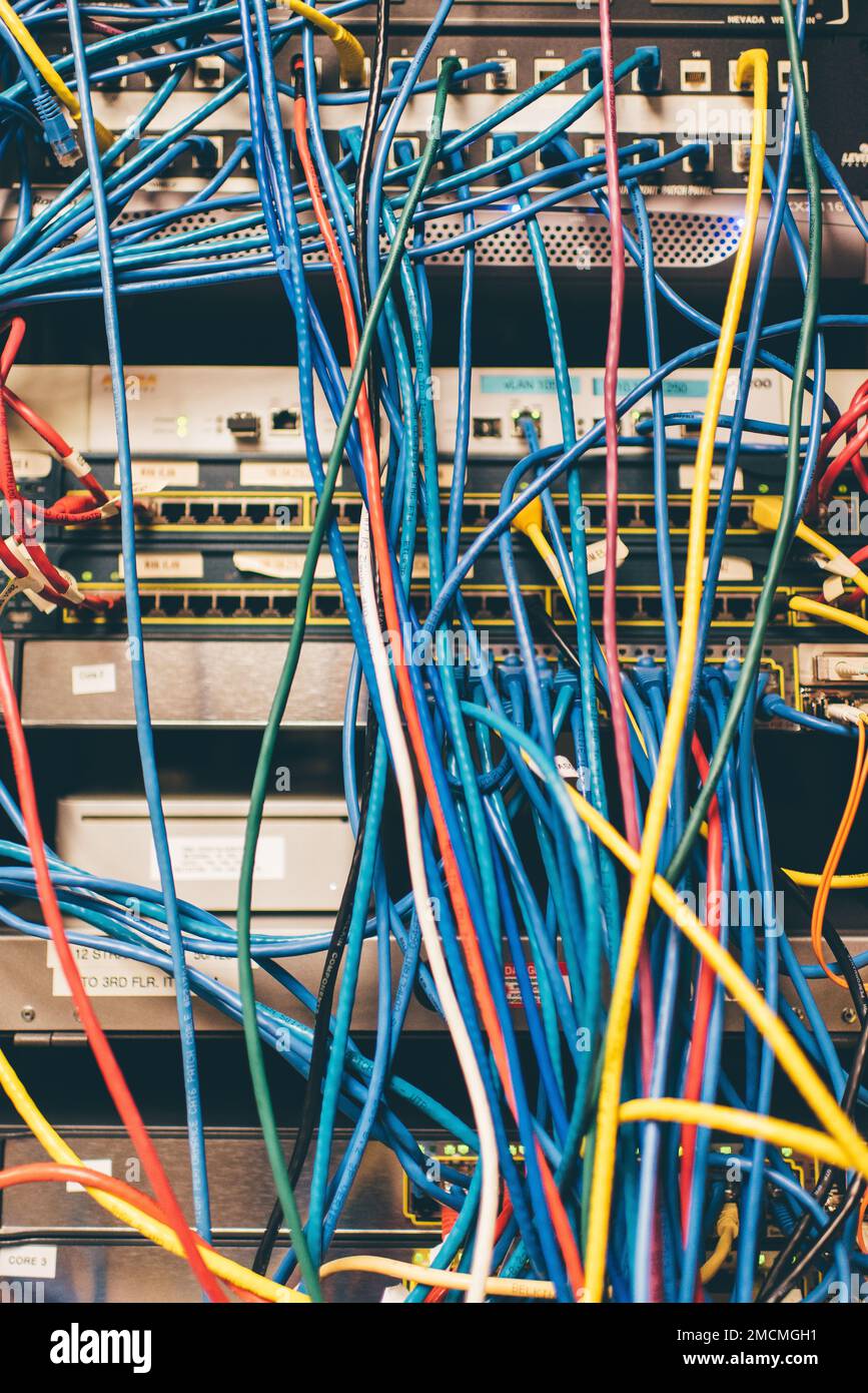 Many network cables in different colors Stock Photo - Alamy