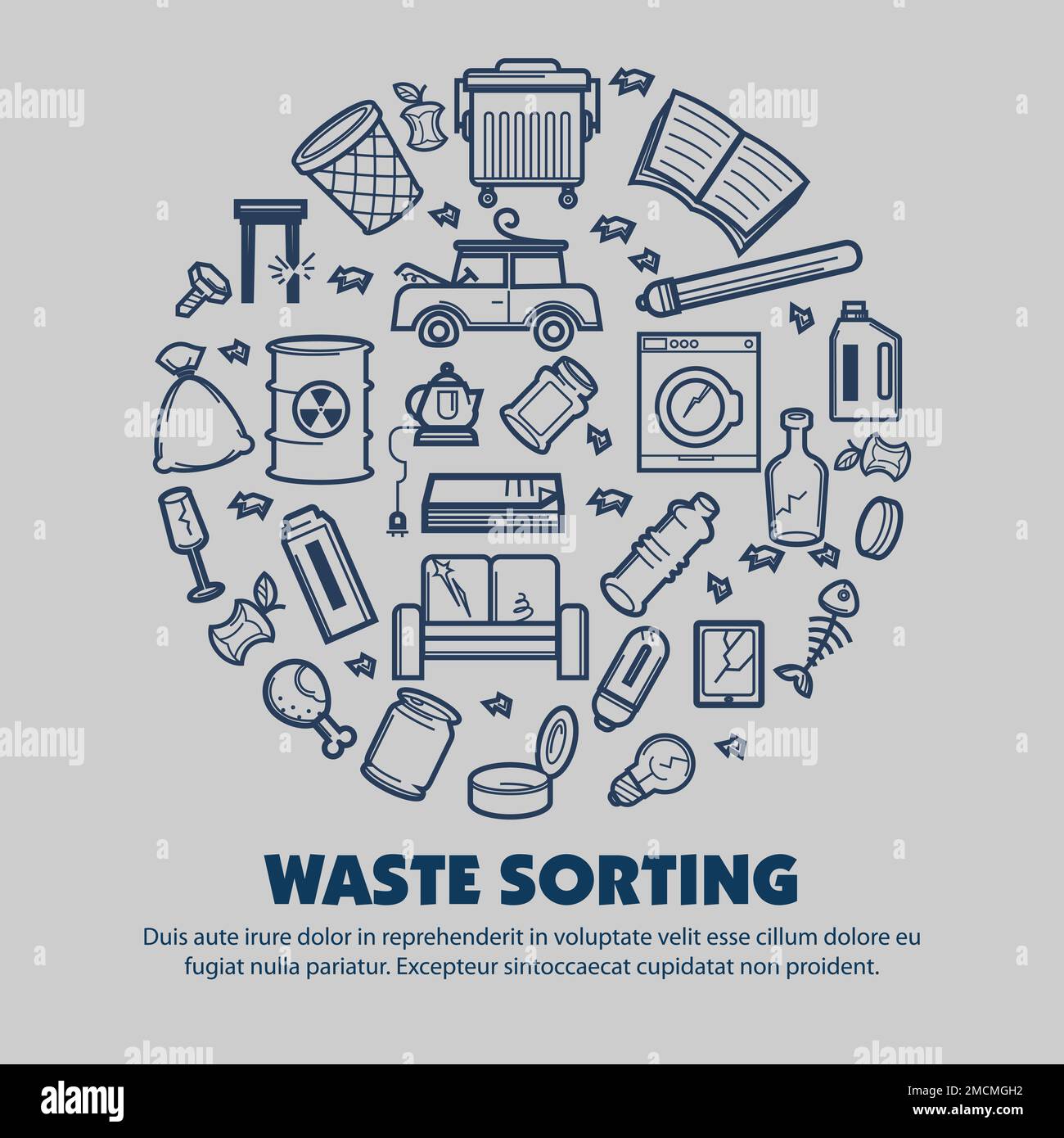 Waste sorting ecology and environment trash and garbage recycling Stock ...