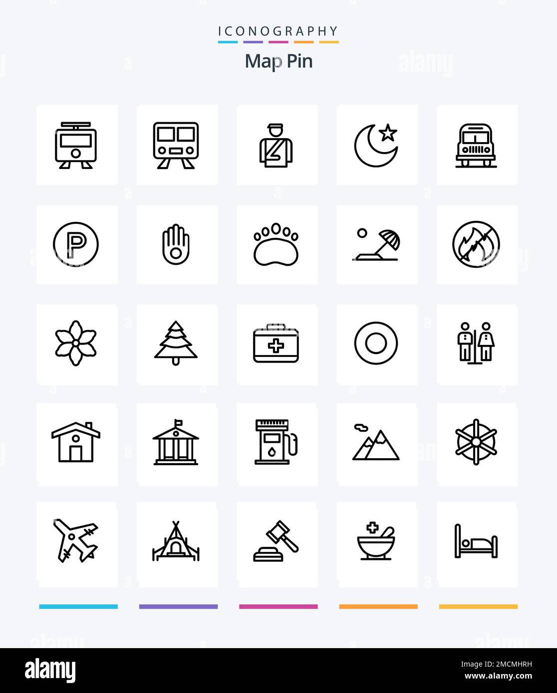 Creative Map Pin 25 Outline Icon Pack Such As Gesture Camping Moon Transport Travel Stock