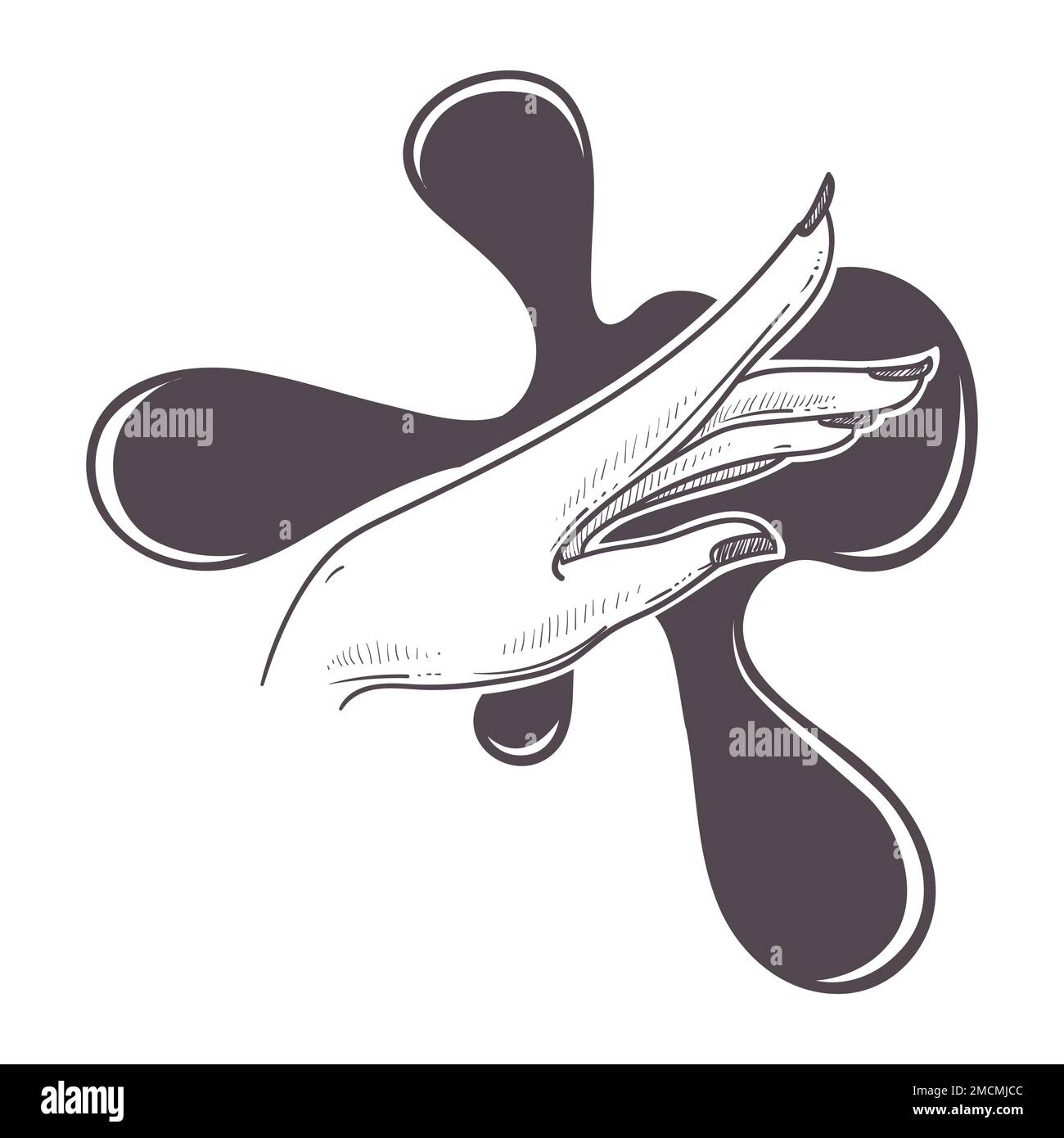 Nail and hand care beauty salon isolated monochrome icon Stock Vector ...