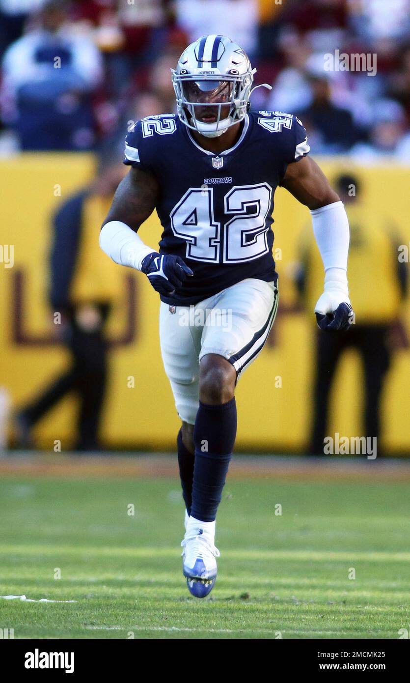 Dallas Cowboys middle linebacker Keanu Neal (42) runs during an NFL ...