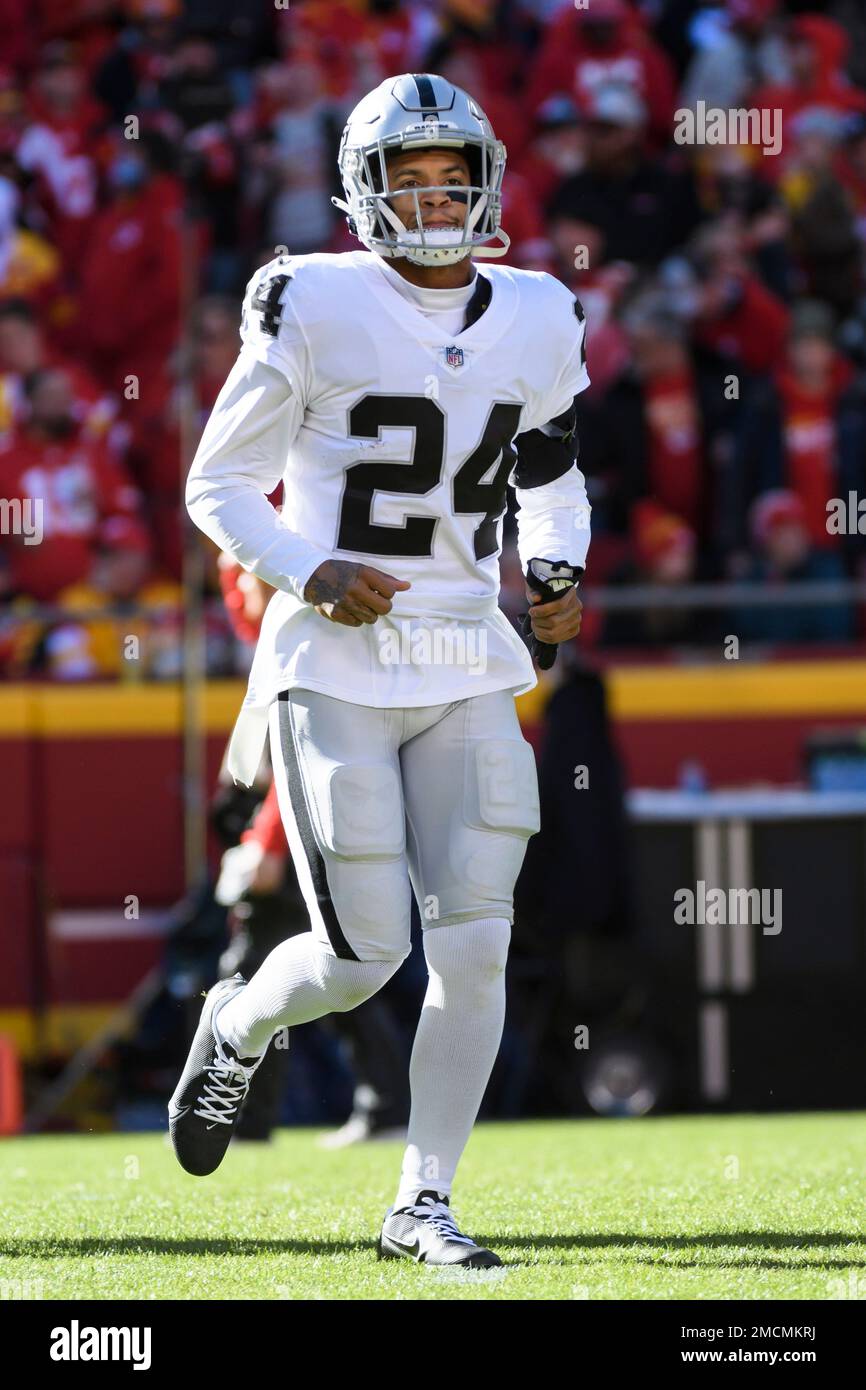 Las Vegas Raiders safety Johnathan Abram takes the field for the first ...
