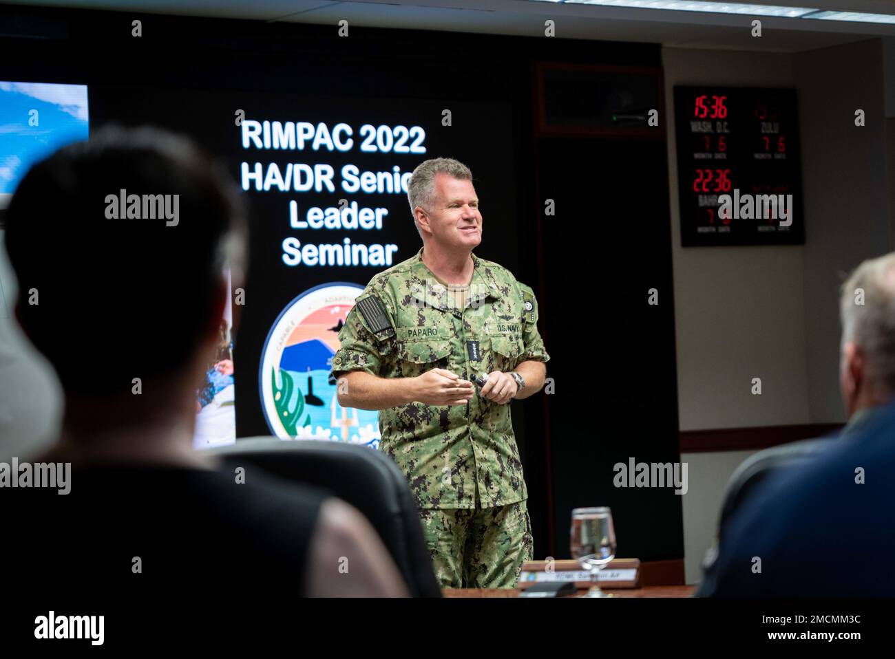 Adm. Samuel J. Paparo, commander, U.S. Pacific Fleet, speaks during the ...