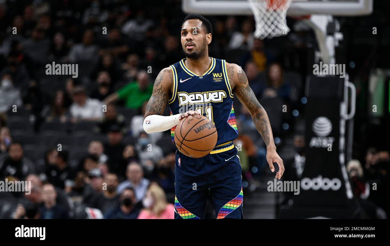 Denver Nuggets' Monte Morris runs up the court during the first half of ...