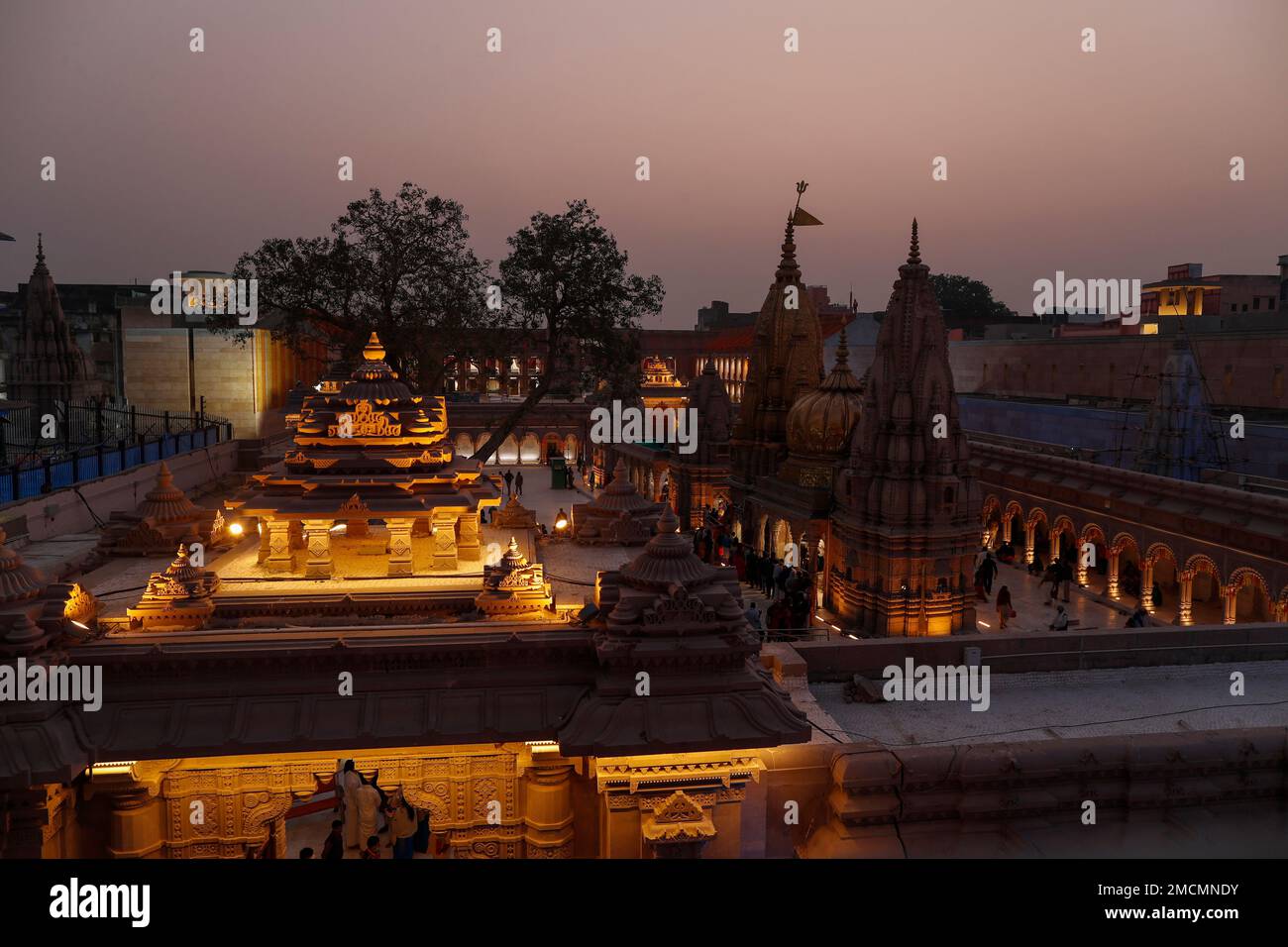 Devotees offer prayers at the Kashi Vishwanath temple dedicated to Lord ...