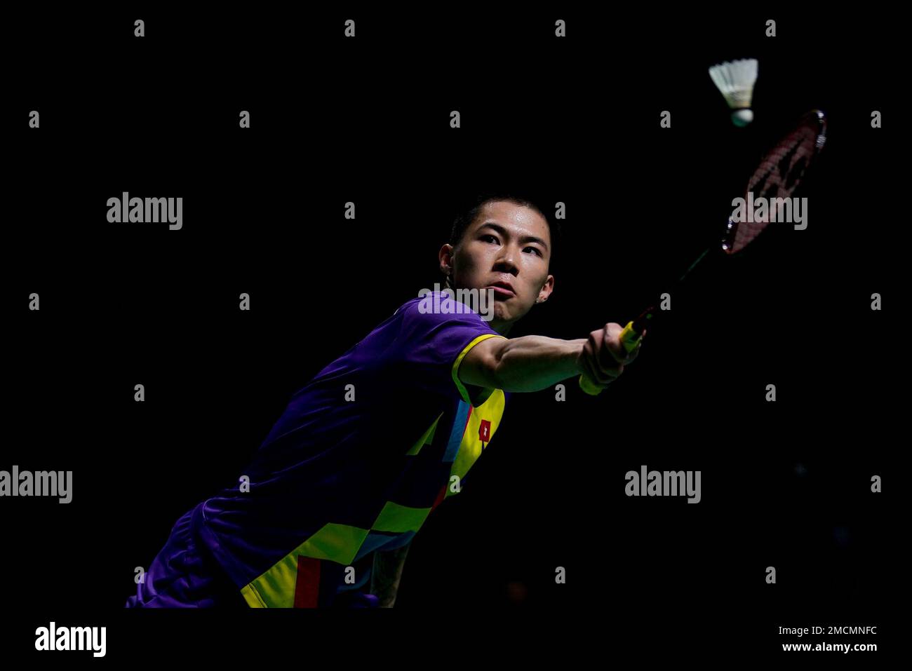 Hong Kong's Lee Cheuk Yiu plays a shot against United States' Howard ...