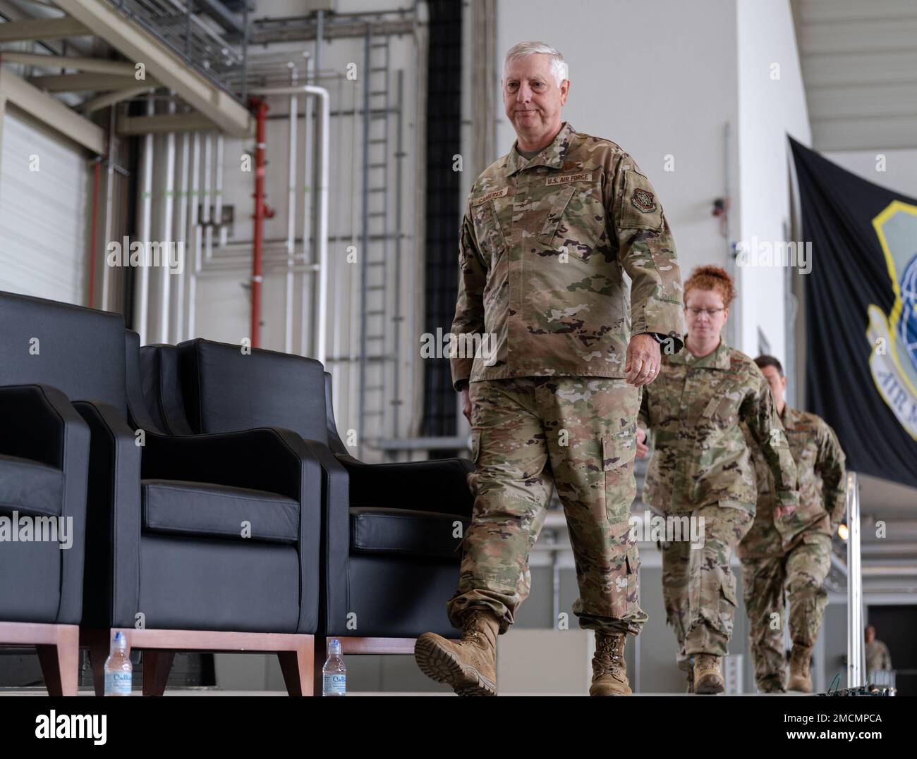 U.S. Air Force Maj. Gen. Mark Camerer, U.S. Air Force Expeditionary Center commander (left), Col ...