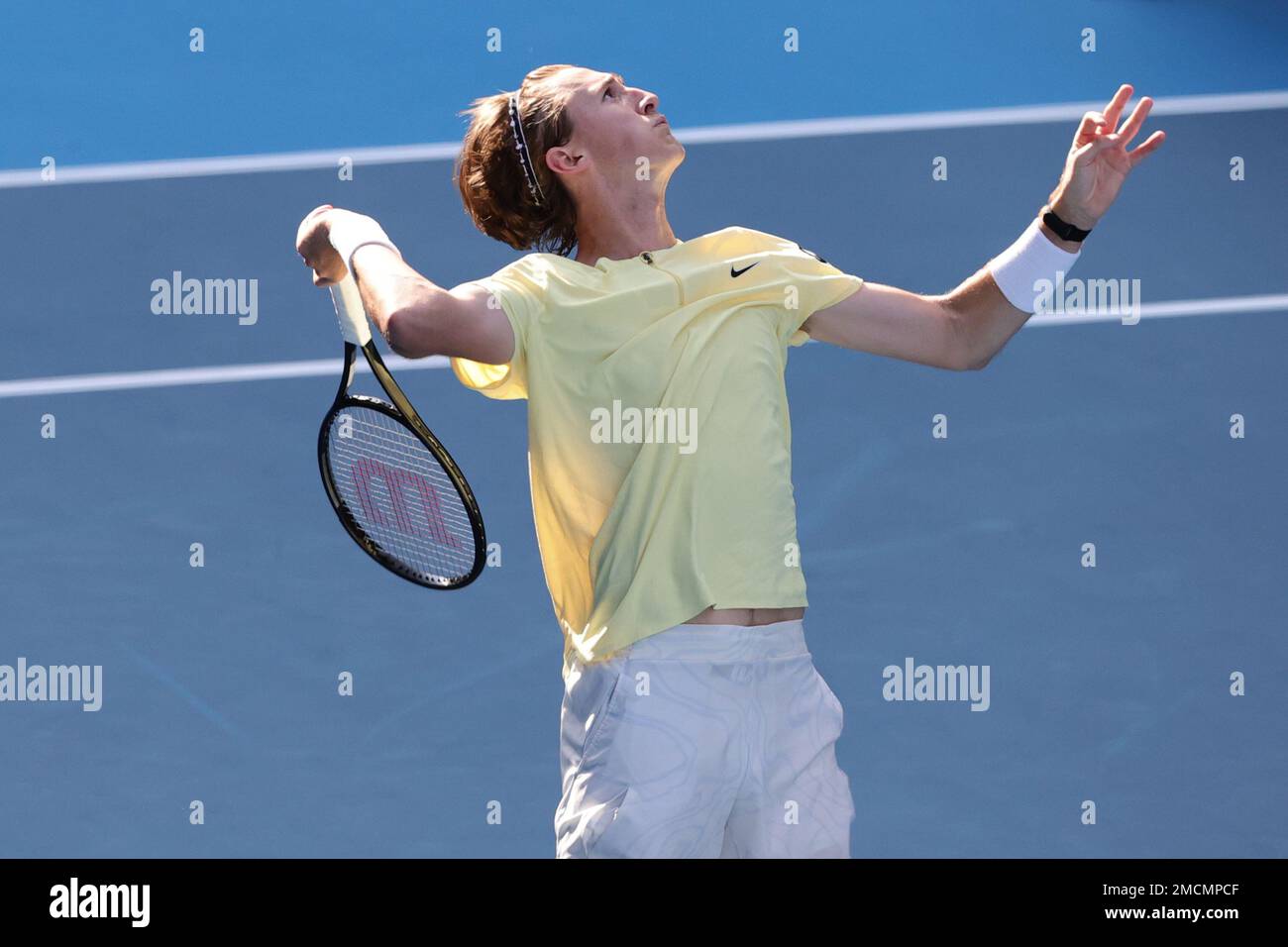 Melbourne, Australia. 22nd Jan, 2023. Sebastian Korda of USA in action during round 4 match ...