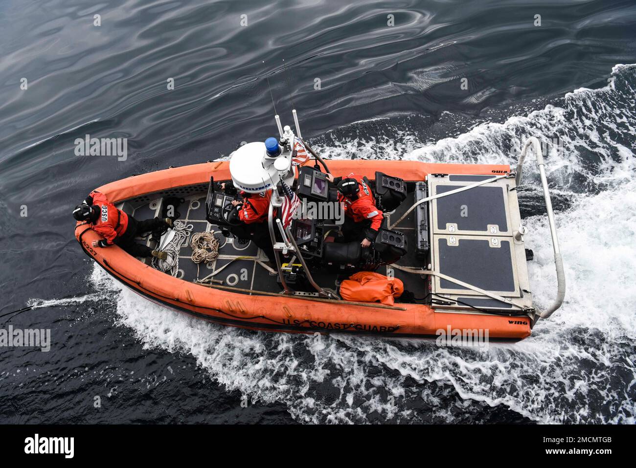 A small boat crew from USCGC Oak (WLM 211) gets underway during a ...