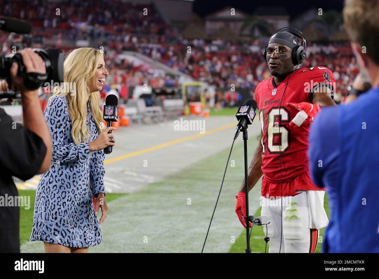 NFL Network reporter Sara Walsh interviews Tampa Bay Buccaneers wide ...