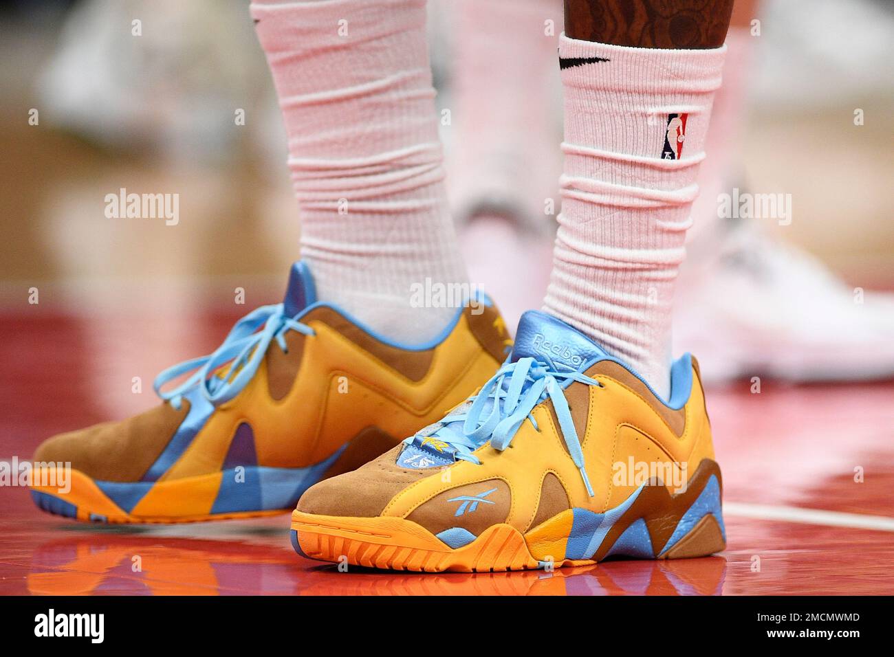 The shoes of Washington Wizards center Montrezl Harrell (6) are seen as ...