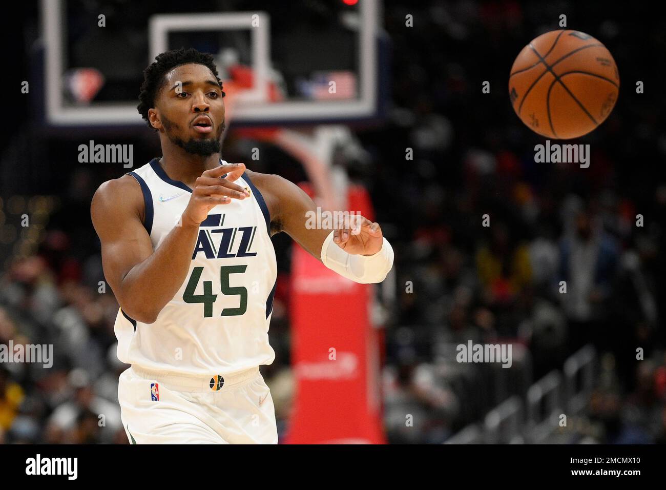 Utah Jazz guard Donovan Mitchell (45) in action during the first half ...
