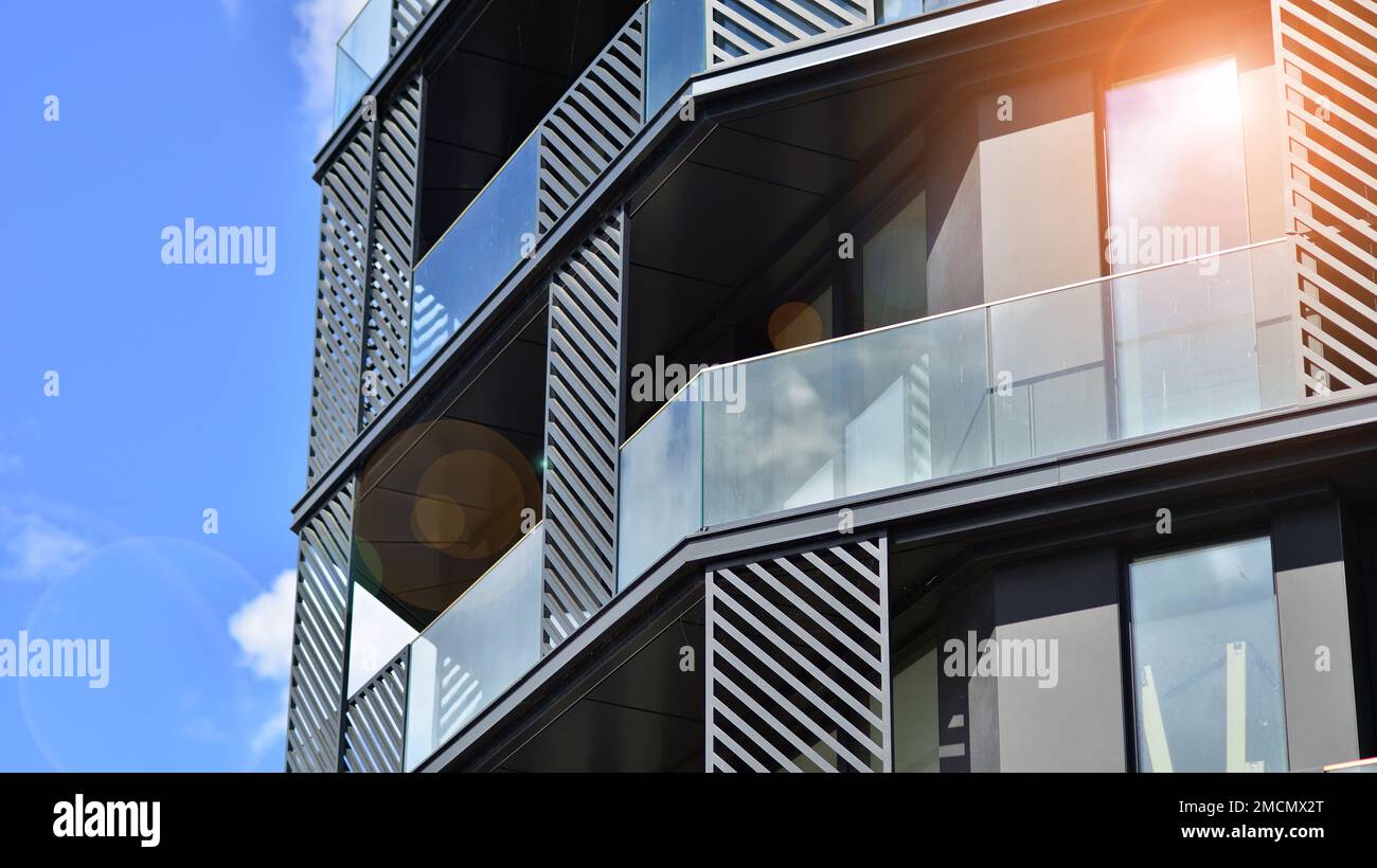 Exterior of a high modern multi-story apartment building - facade ...